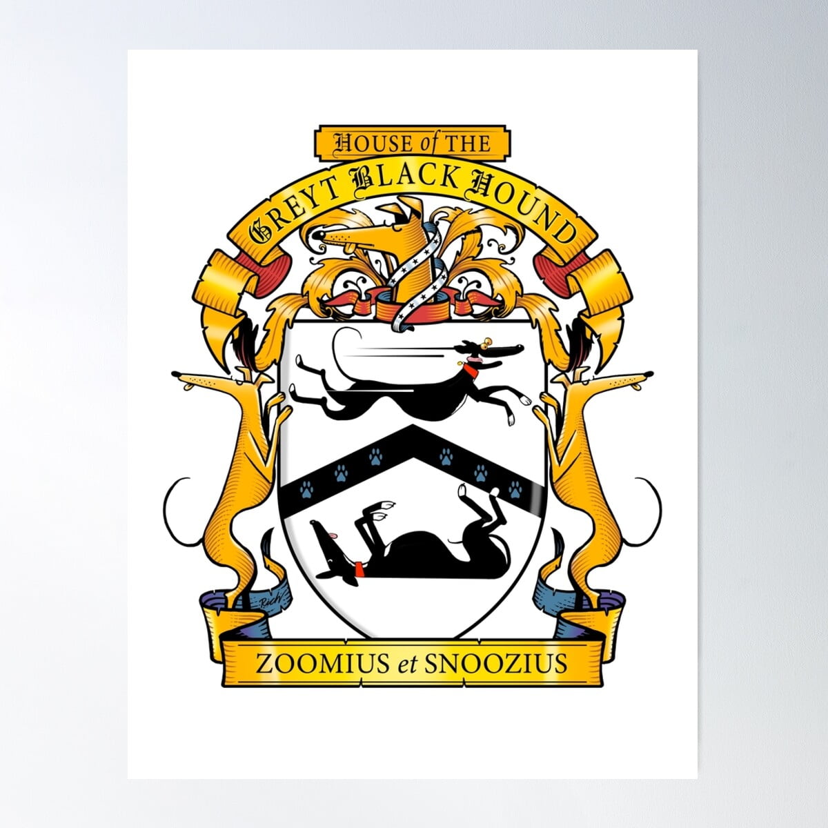 Greyhound Heraldry: Greyt Black Hound Poster, 8x12 UNFRAMED - Walmart.com