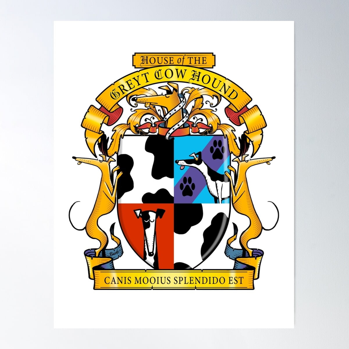 Greyhound Heraldry: Greyt Cow Hound Poster, 24x36 UNFRAMED - Walmart.com