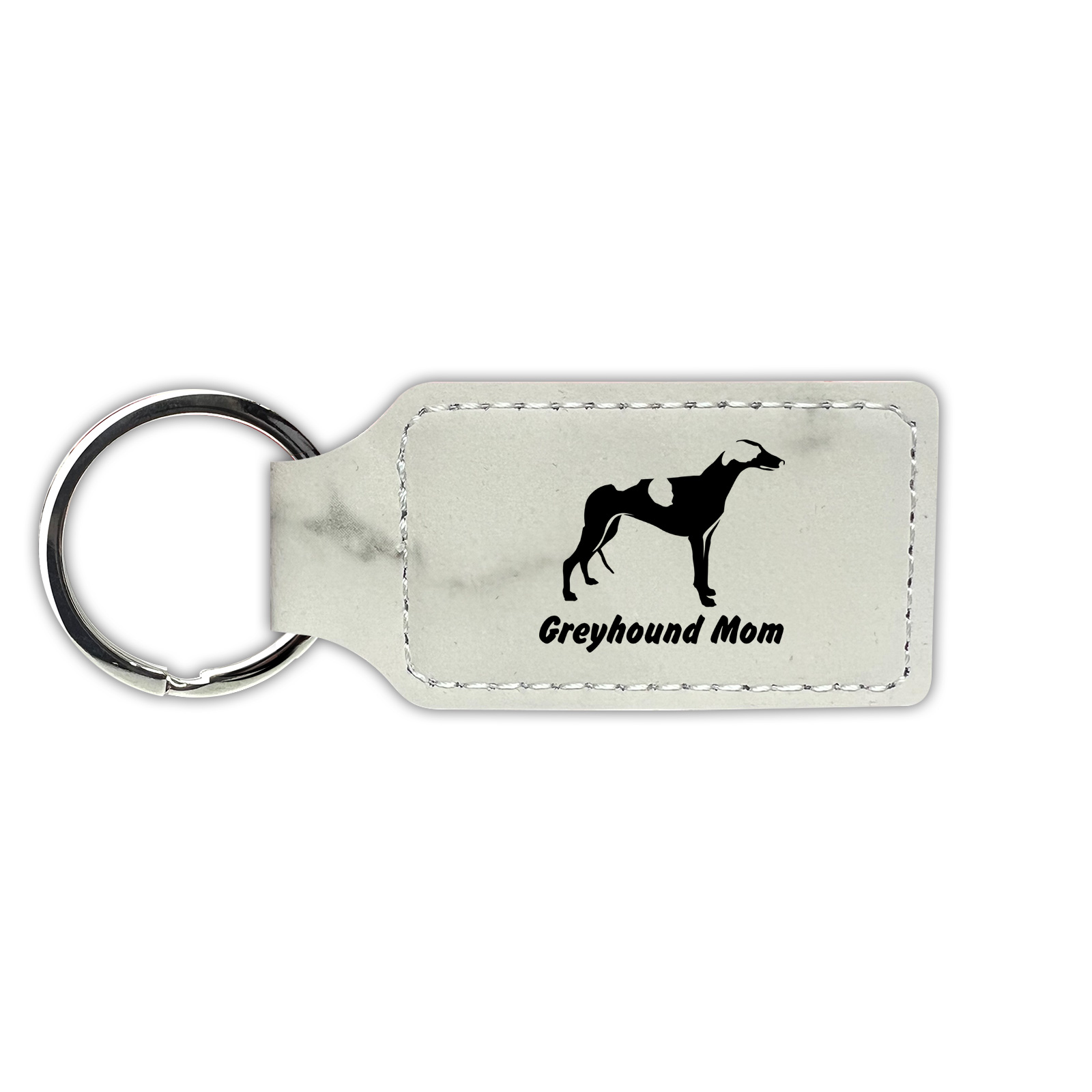 Greyhound Mom Keychain Leatherette Rectangle - Laser Engraved - Many ...