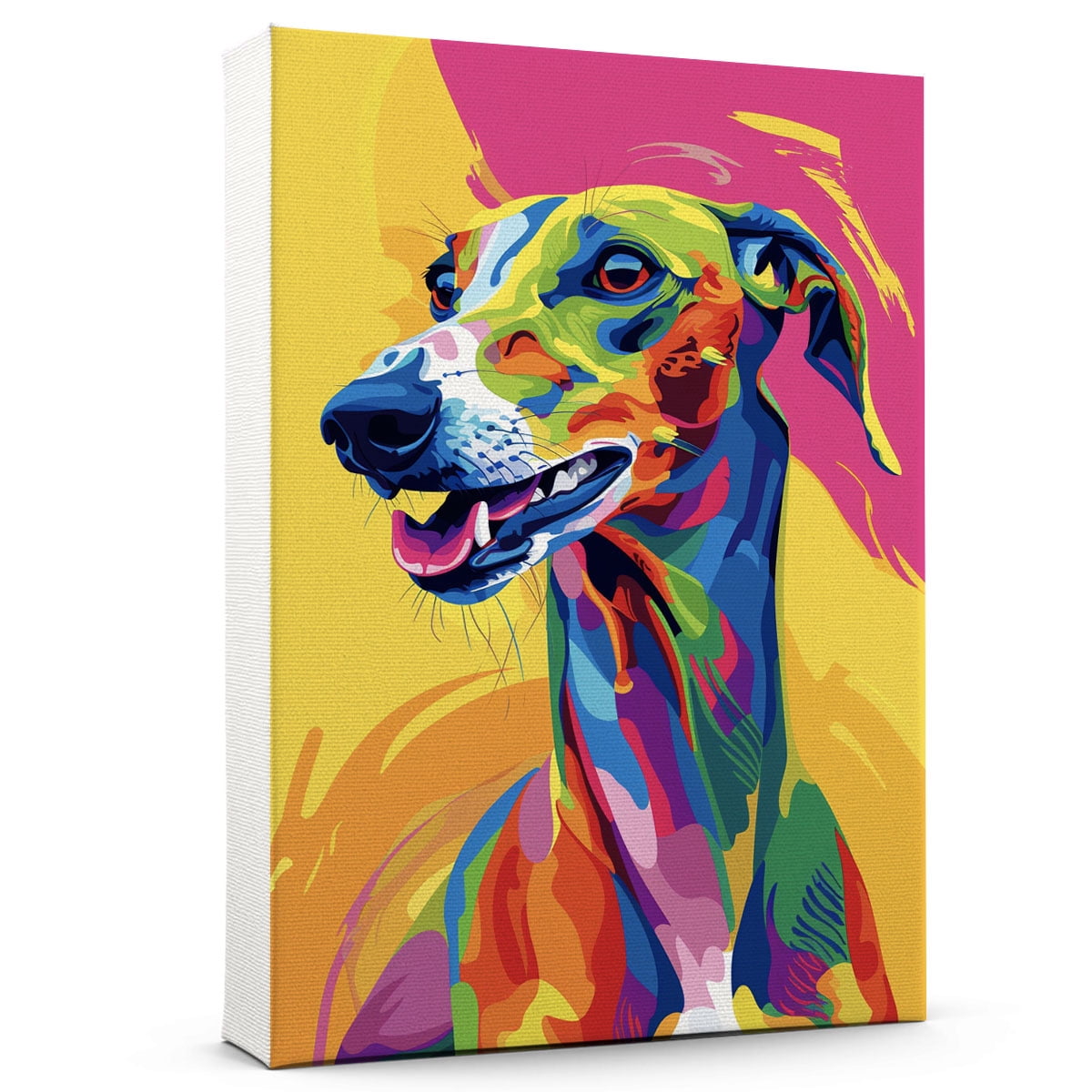 Greyhound Poster Wall Art - Colorful Dog Canvas Wall Art For Living ...