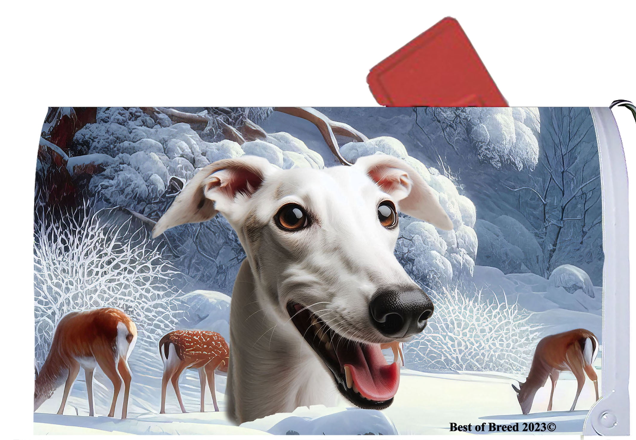 Greyhound White - Best of Breed Winter Wonderland Dog Breed Mail Box ...