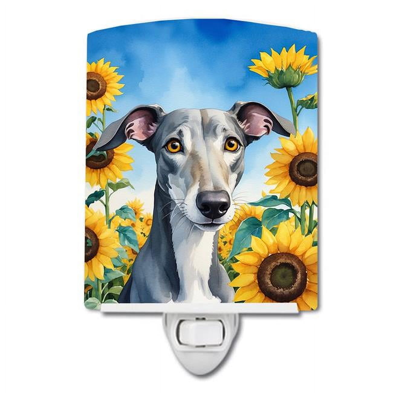 Greyhound in Sunflowers Ceramic Night Light 4 in x 6 in - Walmart.com