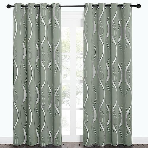 Greyish Green Blackout Curtain Panels for Bedroom, 2 Panels, 52 x 84 ...