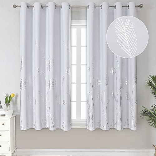 Greyish White Curtains for Bedroom 63 Inches Length Thermal Insulated ...