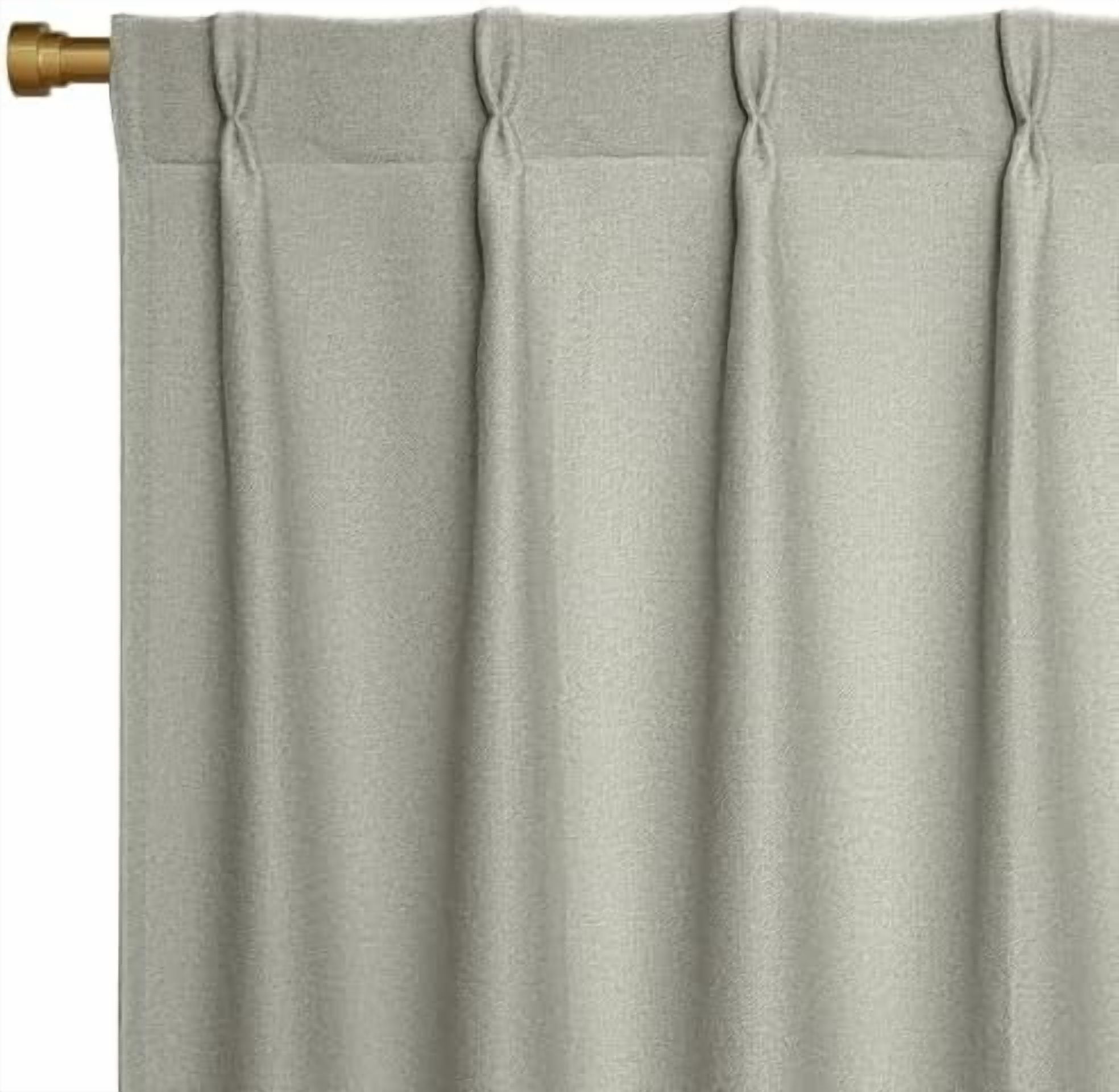 Greyish White Pinch Pleated Thick Linen Curtains 84 Inch Long 2 Panel ...