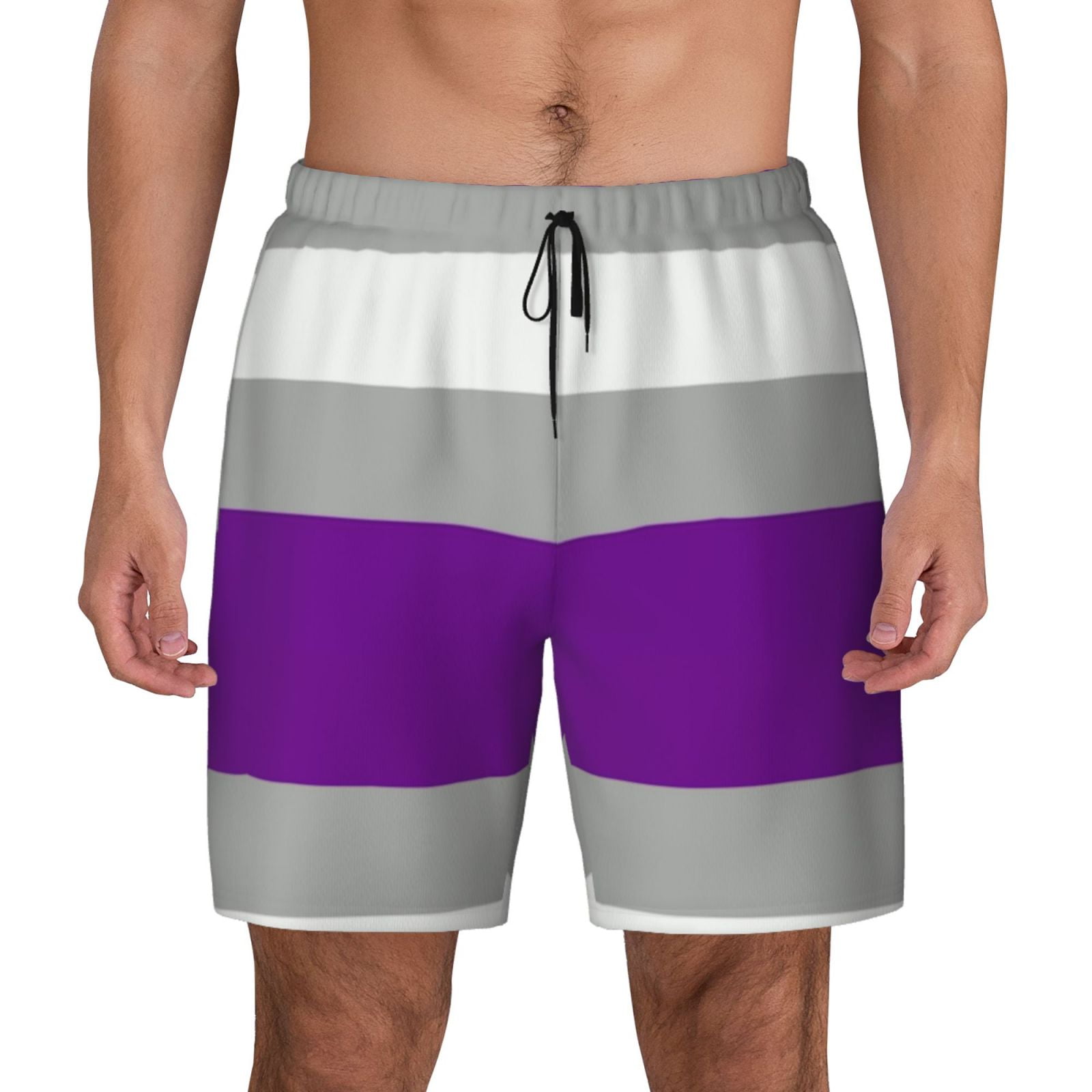 Greysexual Pride Flag Mens Swim Trunks With Compression Liner With Mesh ...