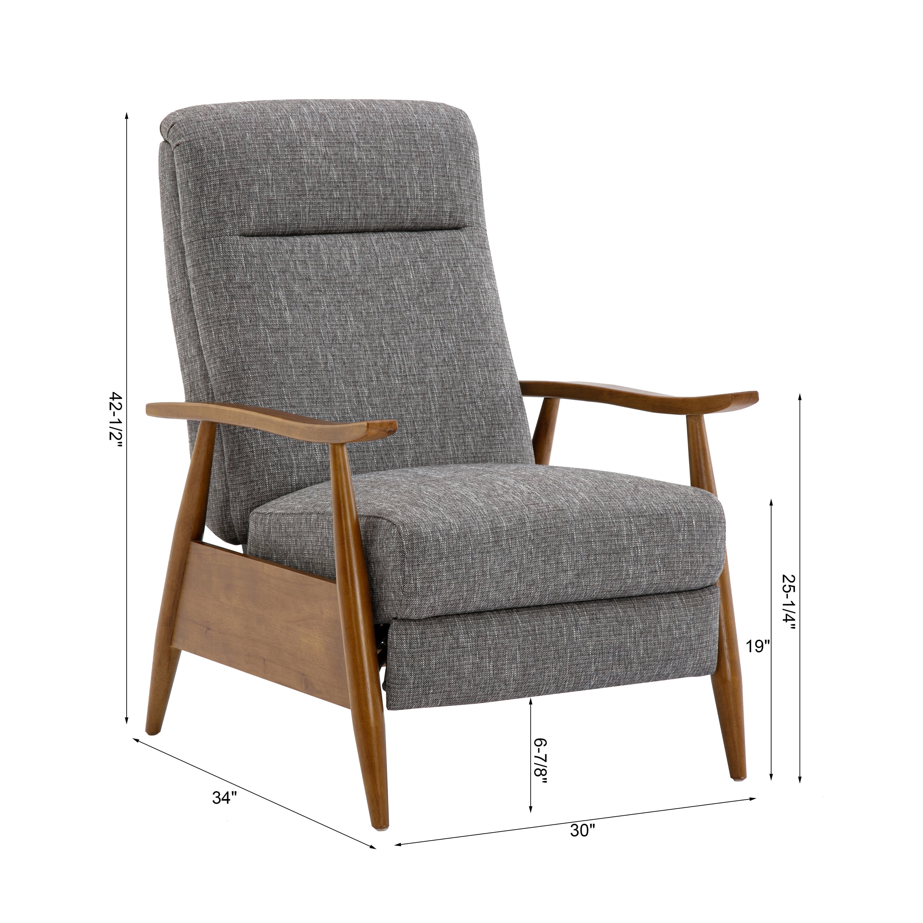Greyson Living Taylor Wood Arm Push Back Recliner in Performance Fabric ...