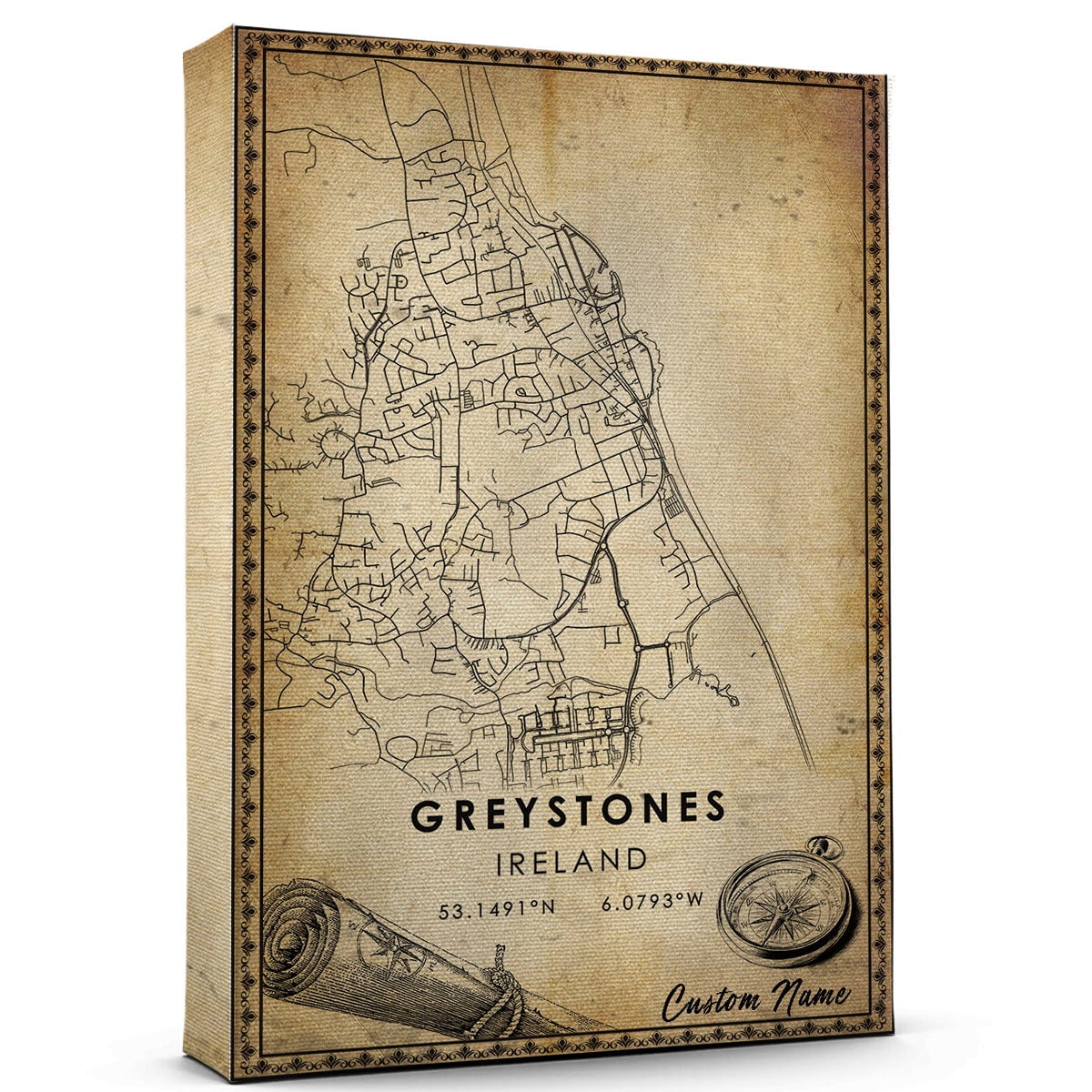 Greystones Map Poster, Ireland Map Art Poster, Canvas, Greystones Map ...