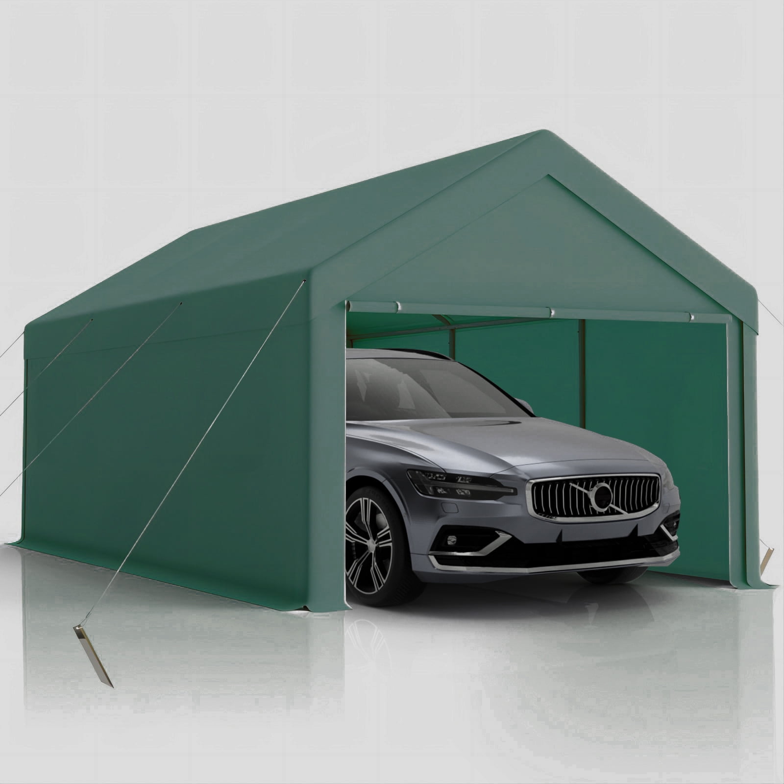 Grezjxc 10 x 20ft Steel Carport Heavy Duty Awning Car Canopy Tent with ...
