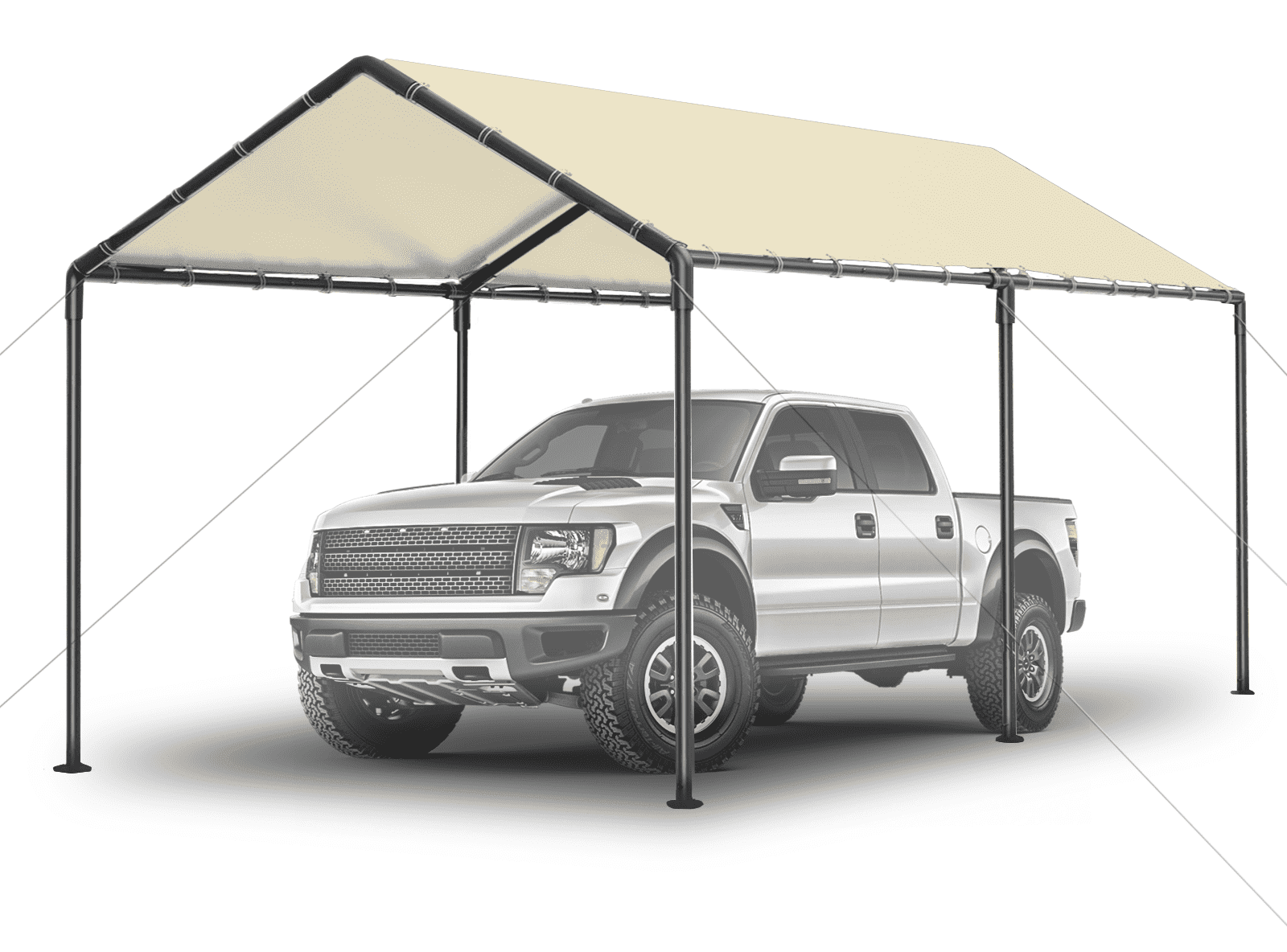 Grezjxc Heavy Duty 10x20 ft Metal Frame Carport, Outdoor Vehicle ...
