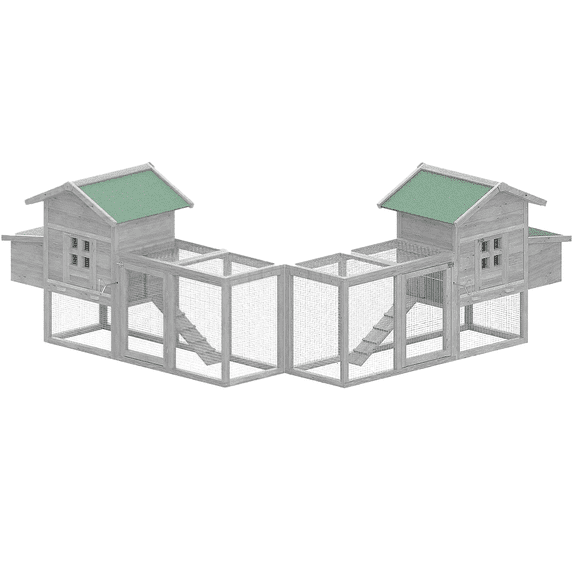 Grezjxc Chicken Coop Large Wooden Outdoor Hutch Hen Cage with ...