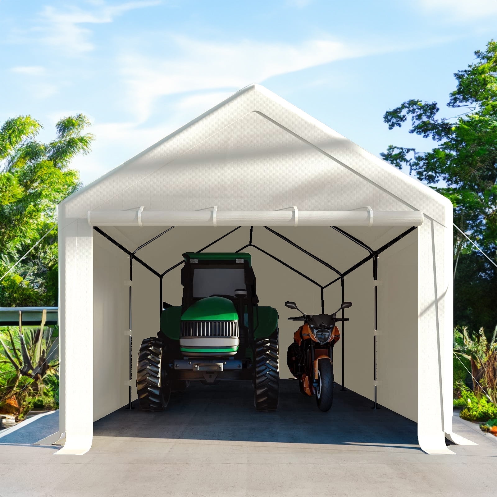 Grezone 10 x 20 ft Outdoor Canopy Carport Portable Car Tent Garage ...