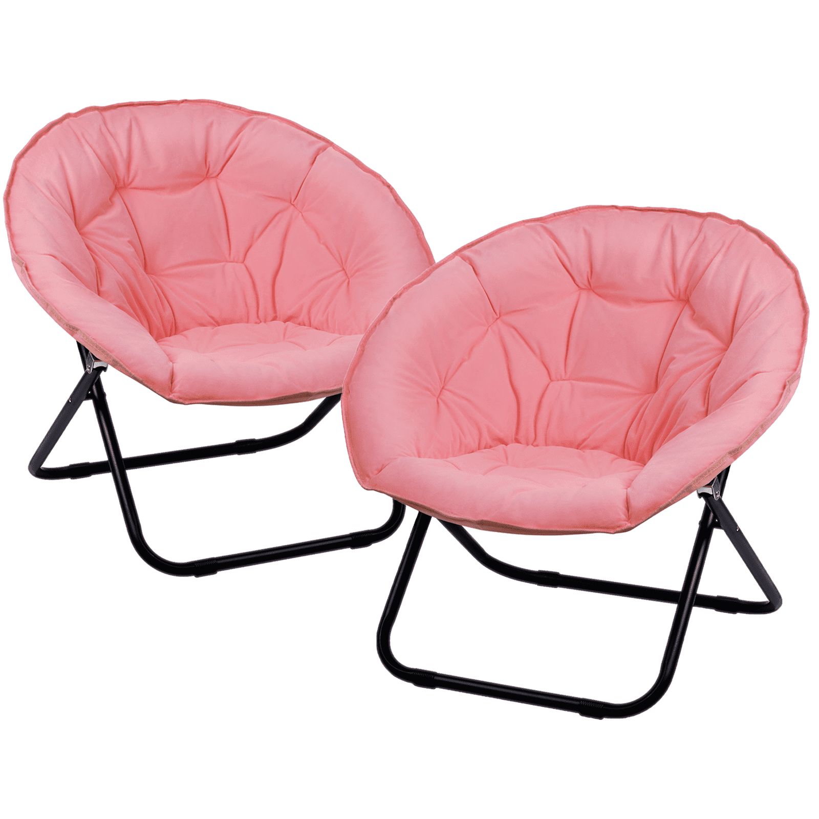 Grezone 2 Pieces Round Foldable Saucer Chair, Moon Chair with Metal ...