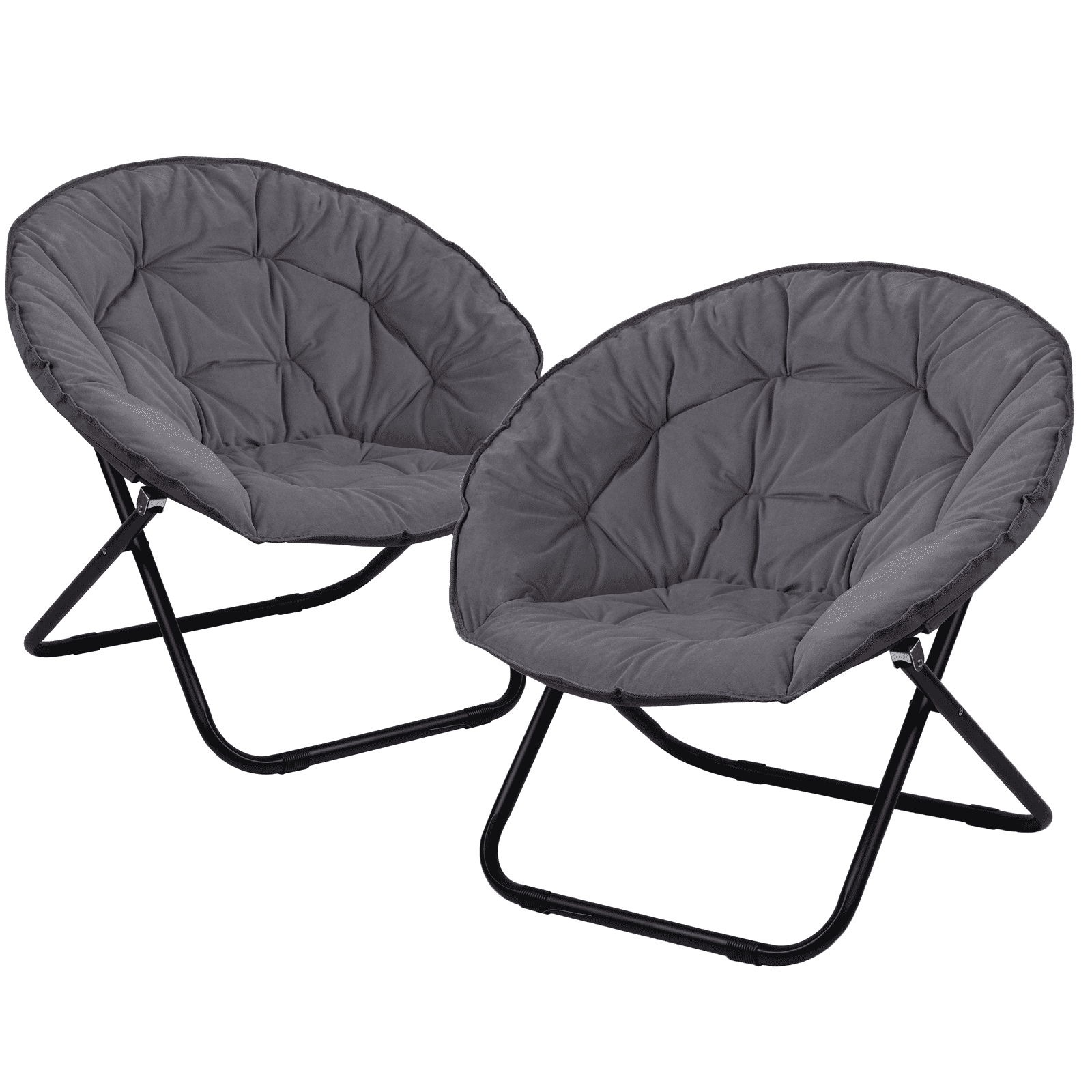 Grezone 2 Pieces Round Foldable Saucer Chair, Moon Chair with Metal ...
