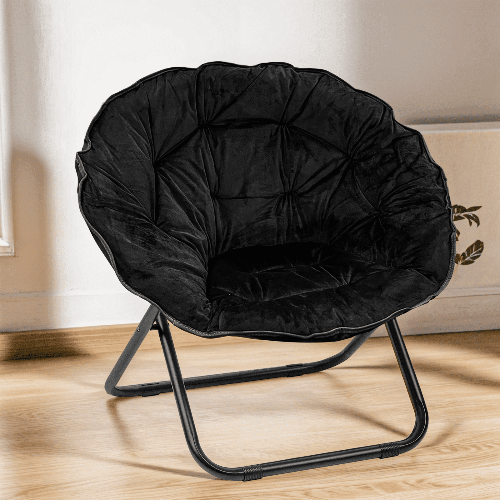 Grezone Foldable Round Moon Chair - Collapsible, Cozy & Comfy for ...