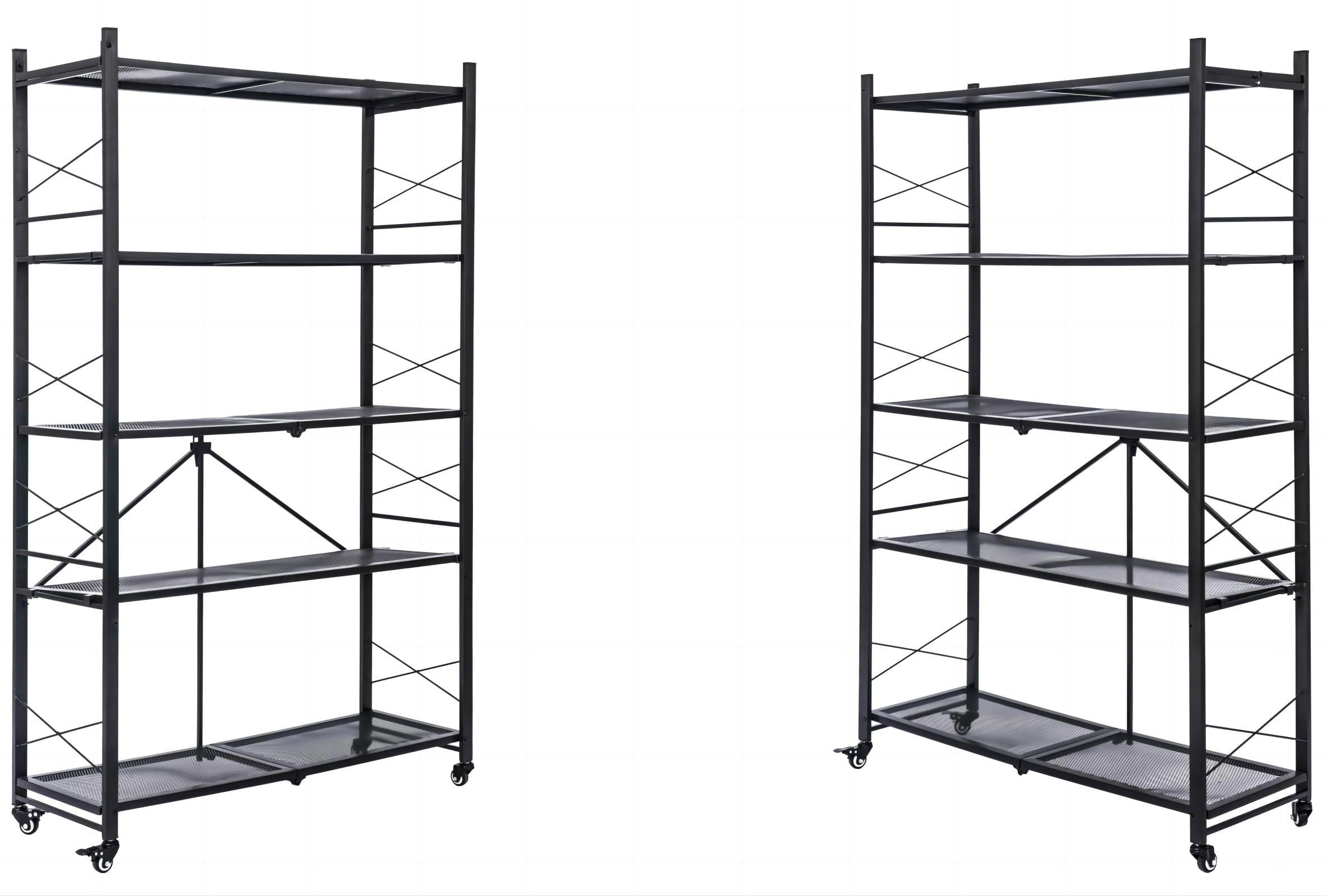 Grezone Two Set 5 Tier Foldable Shelves Metal Storage Shelves with ...