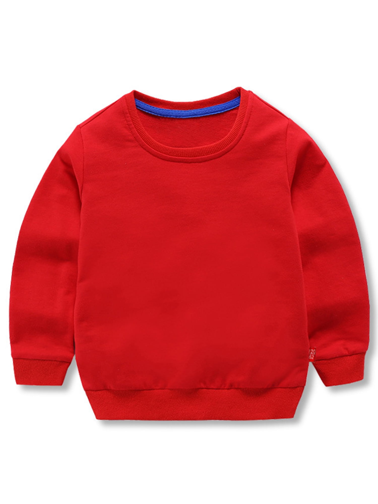 Grianlook Boys Plain Crew Neck Pullover Long Sleeve Solid Color Tops ...