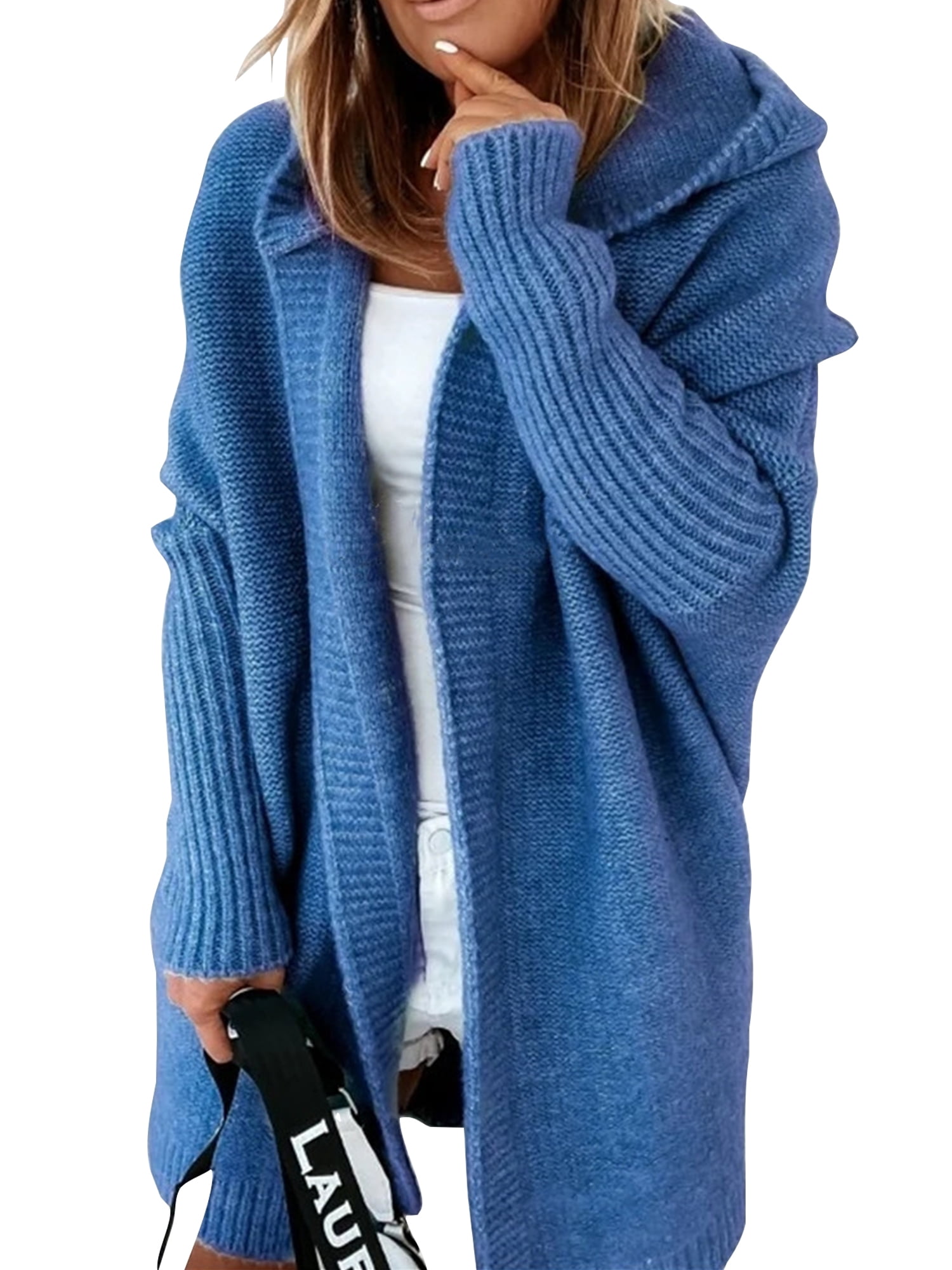 Grianlook Ladies Knitted Sweaters Long Sleeve Hoodies Winter Warm ...