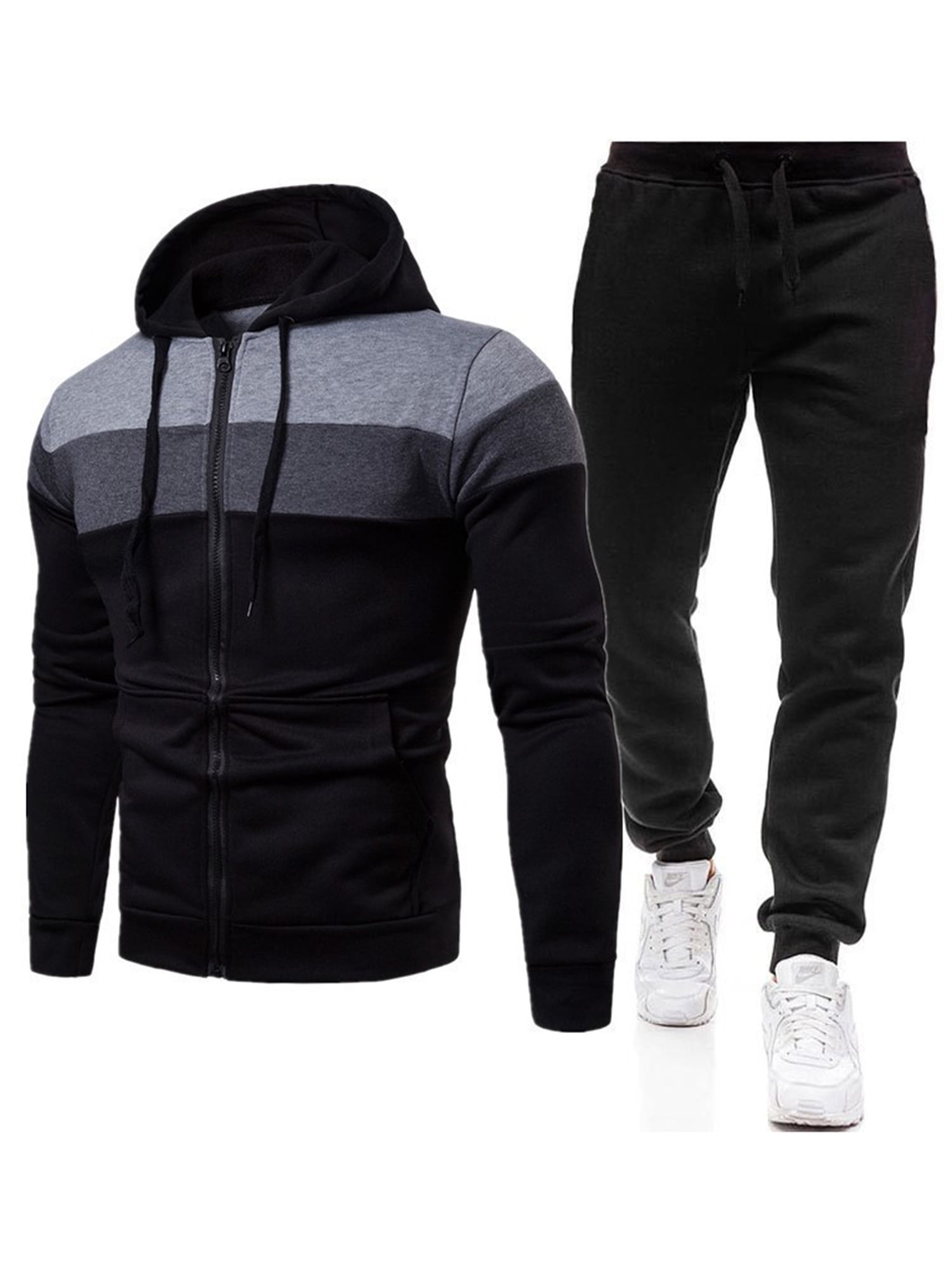 Grianlook Men Tracksuit Set Long Sleeve Sweatshirts+Pants Outfits ...