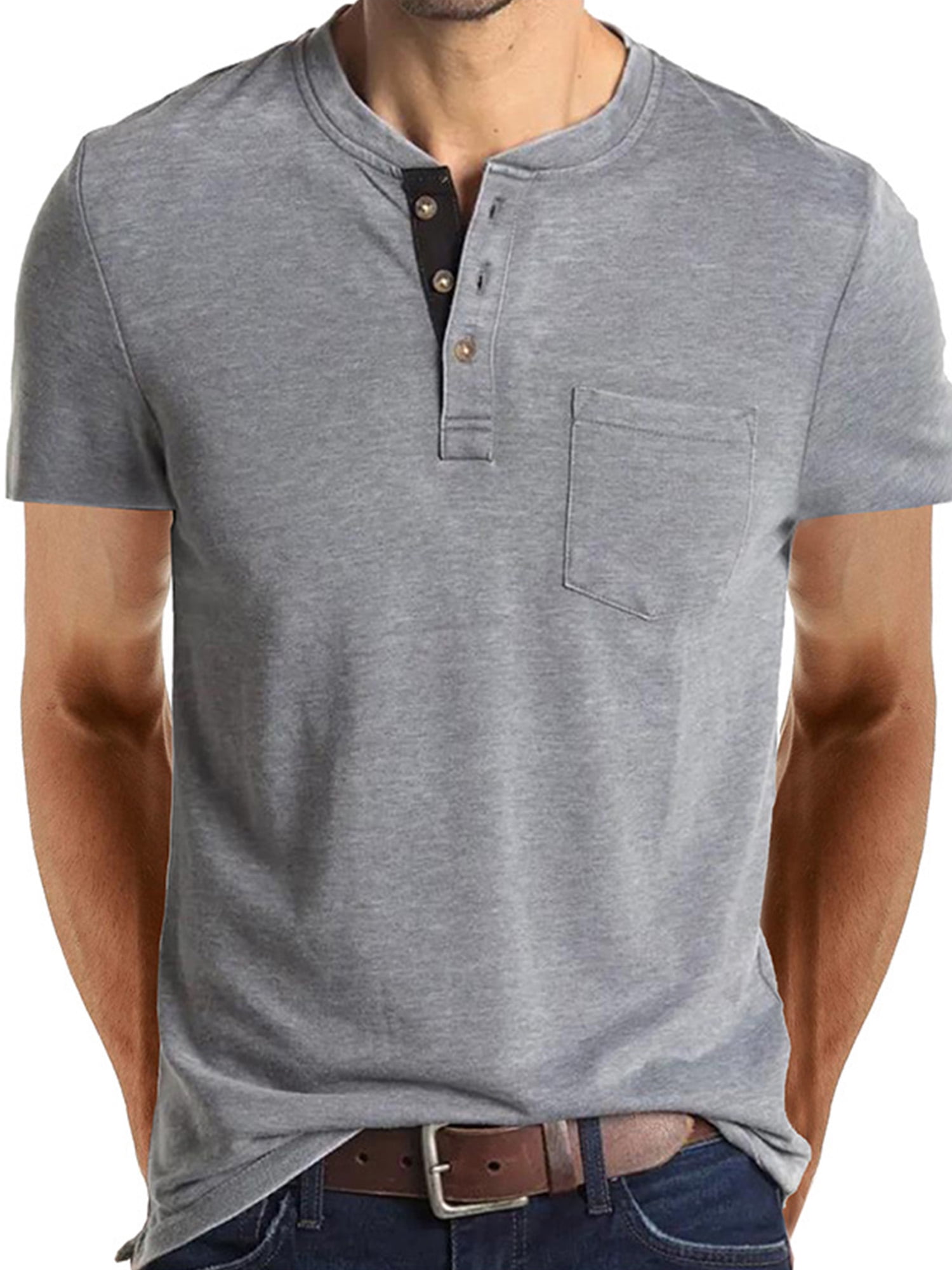 Grianlook Mens Fashion Solid Color T-shirt Crew Neck Short Sleeve Basic ...