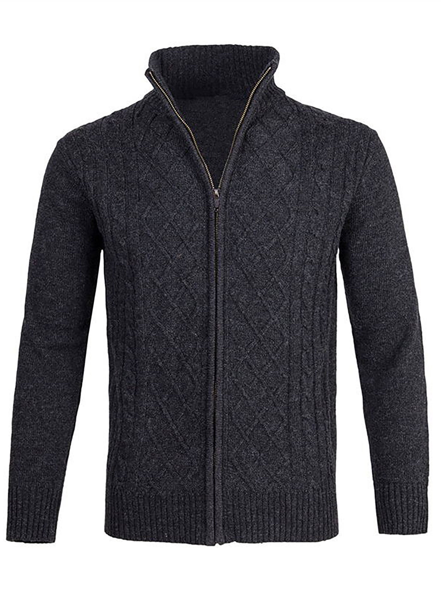 Grianlook Mens Zipper Long Sleeve Cardigan Sweater Turtleneck Zip Up ...