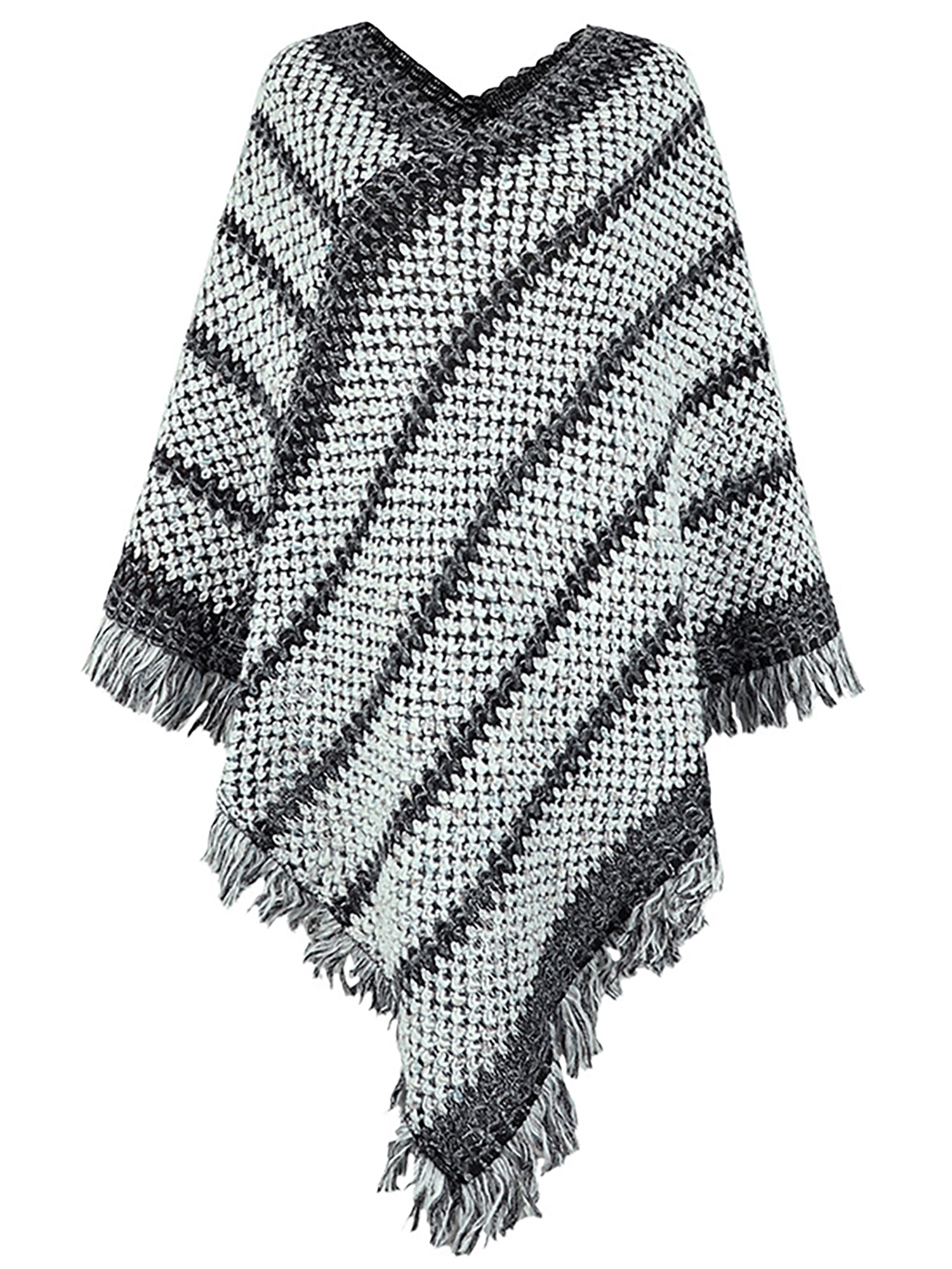 Grianlook Women Casual Long Sleeve Shawl Wrap Ponchos Winter Warm V ...