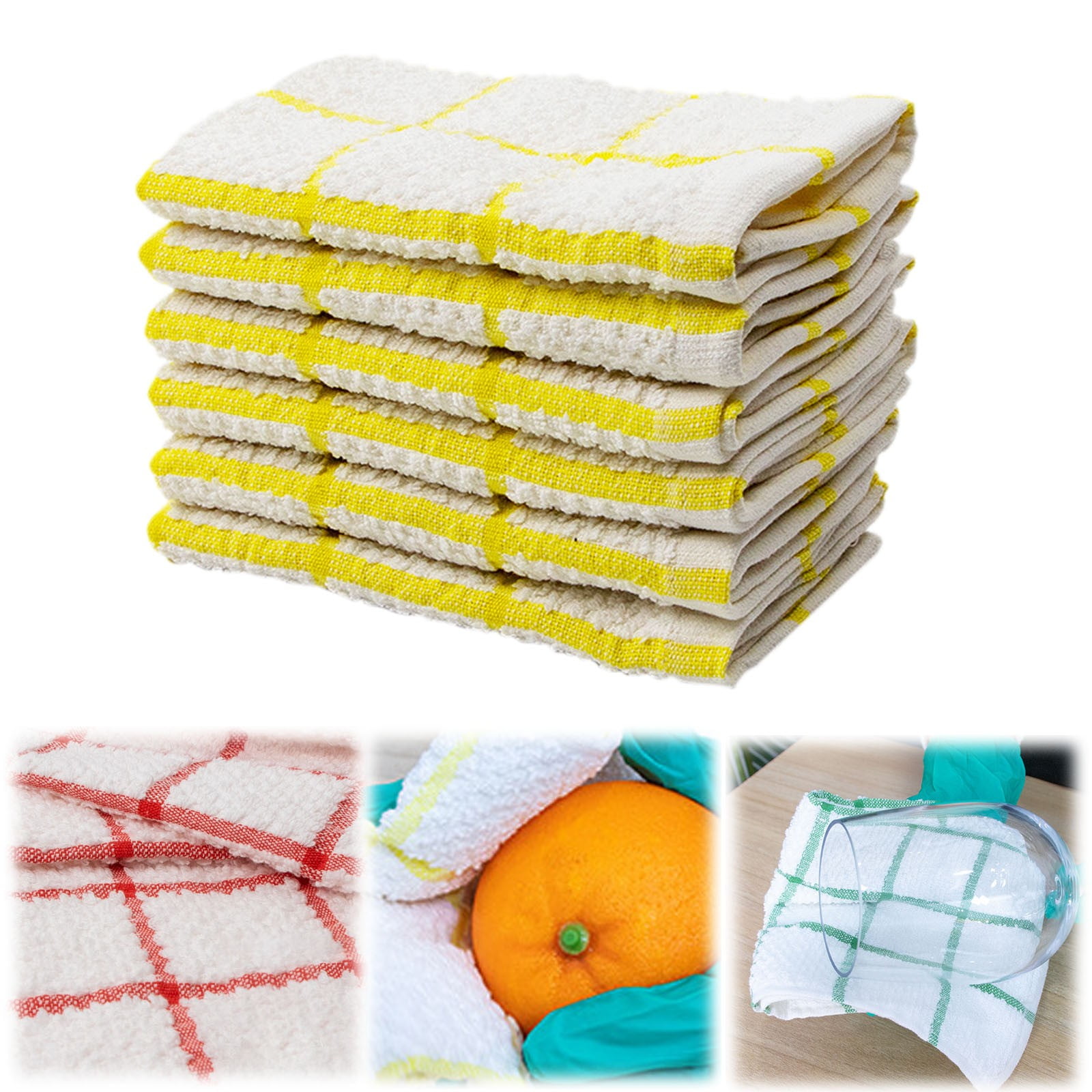 Grid Cloth Multifunctional Household Dishwashing Cloth Yellow A ...