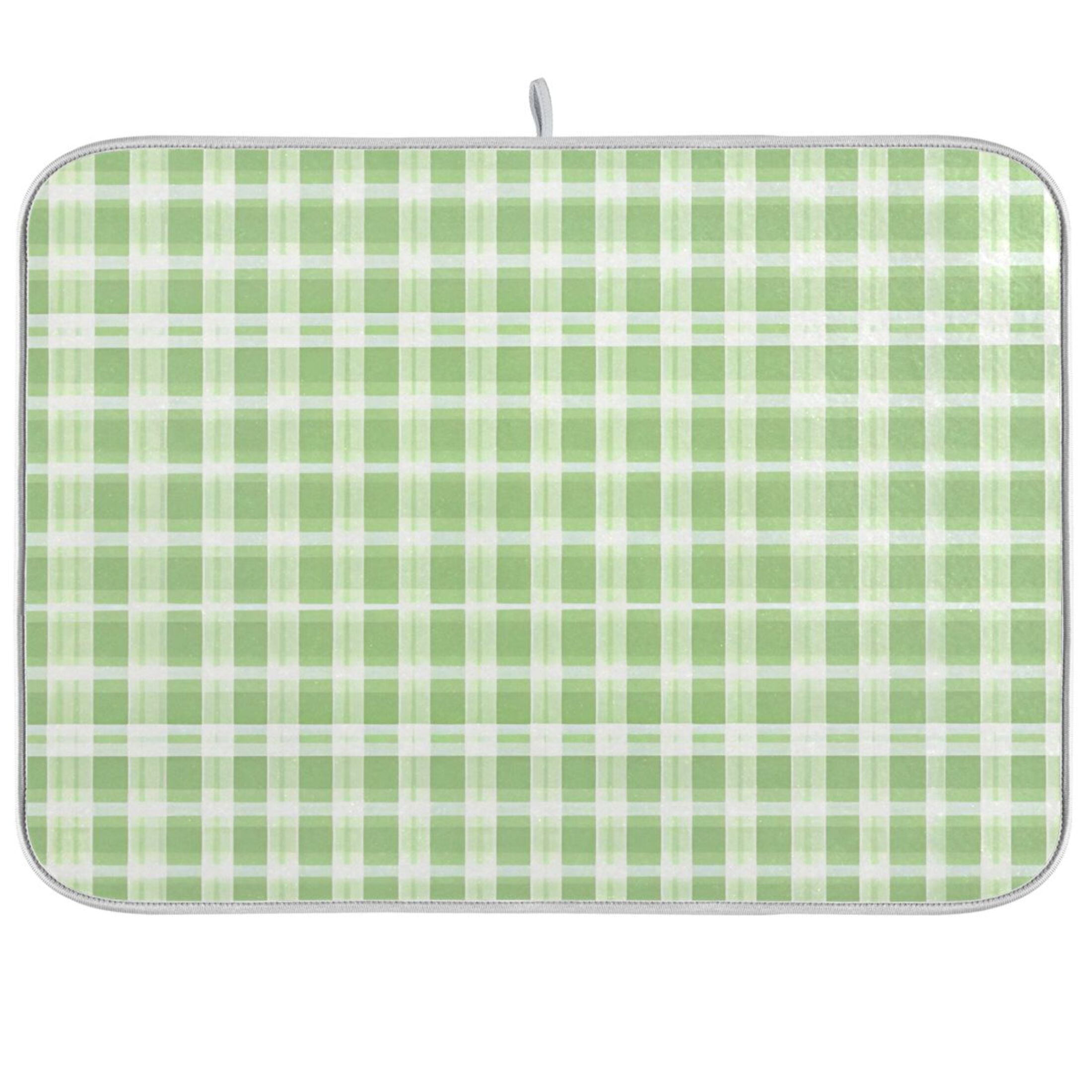 Grid Green Lattice Dish Drying Mat Microfiber Kitchen Pad Large Counter ...