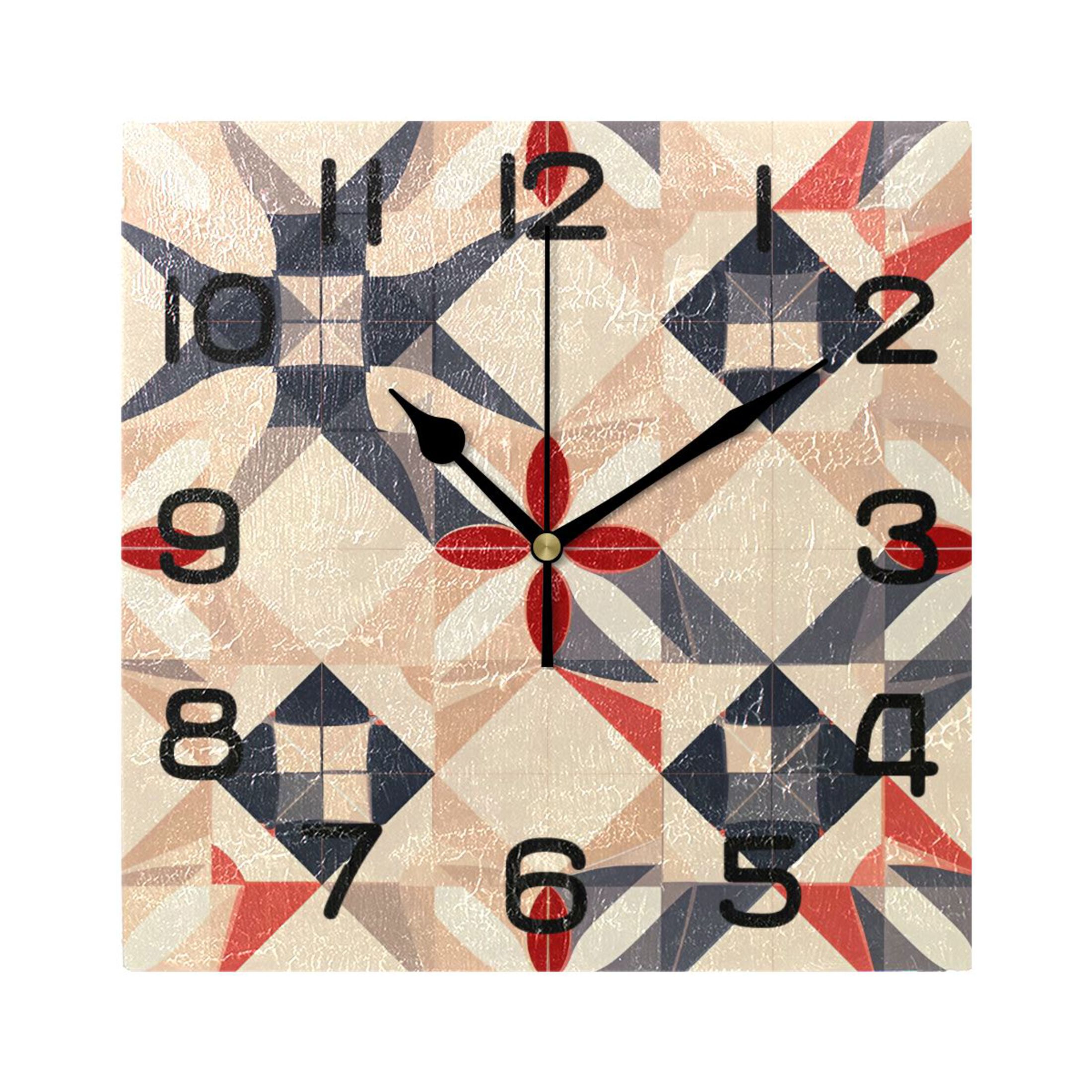 Grid Lattice Wall Clock Square Silent Non-Ticking Battery Operated ...