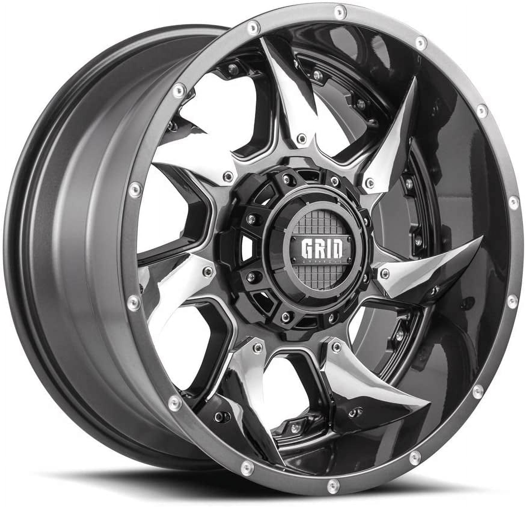 Grid OffRoad Custom Wheel for 20x10 Rim Gloss Graphite w/ Chrome Insert ...
