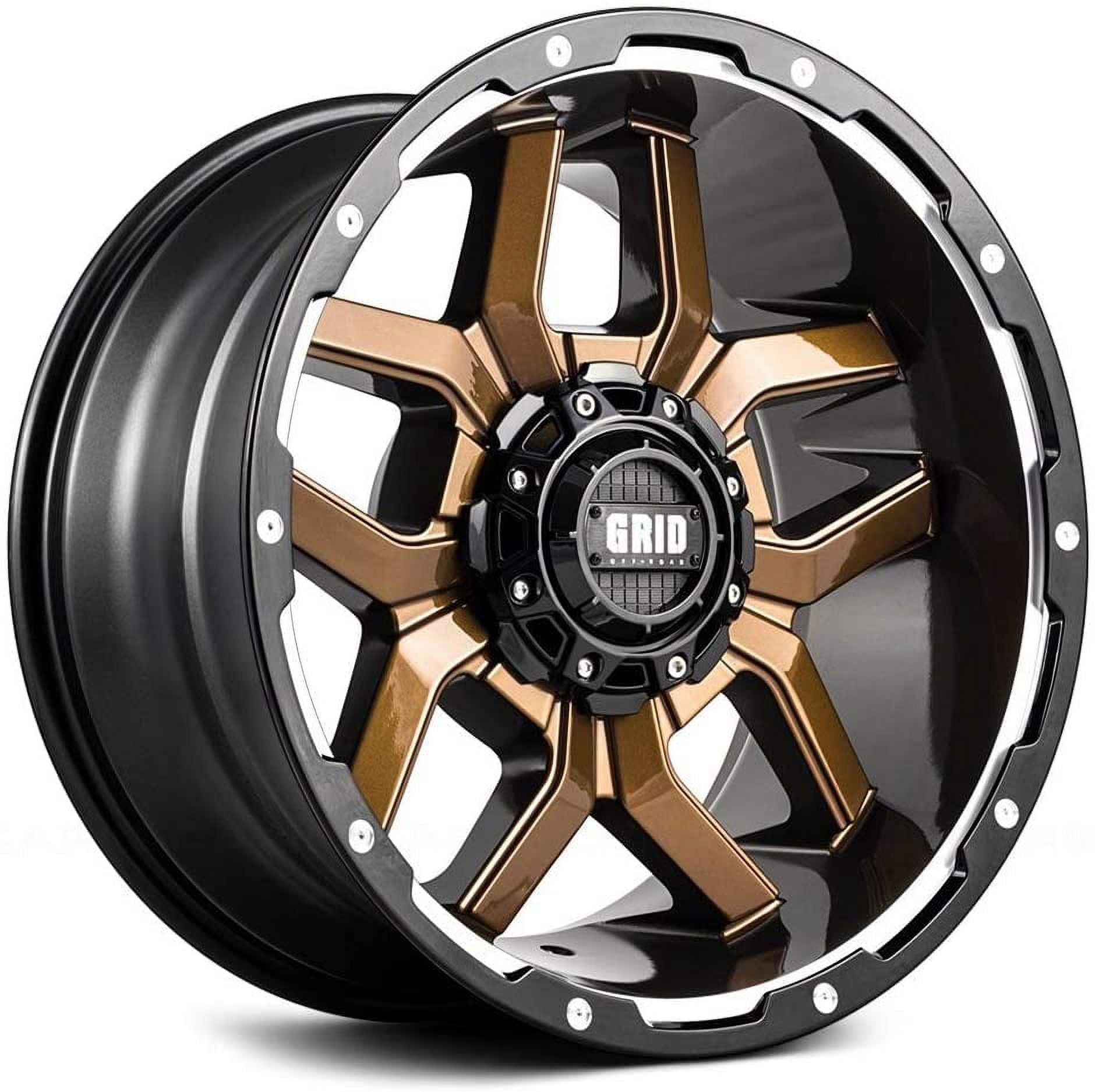Grid OffRoad GD7 Custom Wheel for 20x9 inch Gloss Bronze with Black Lip ...