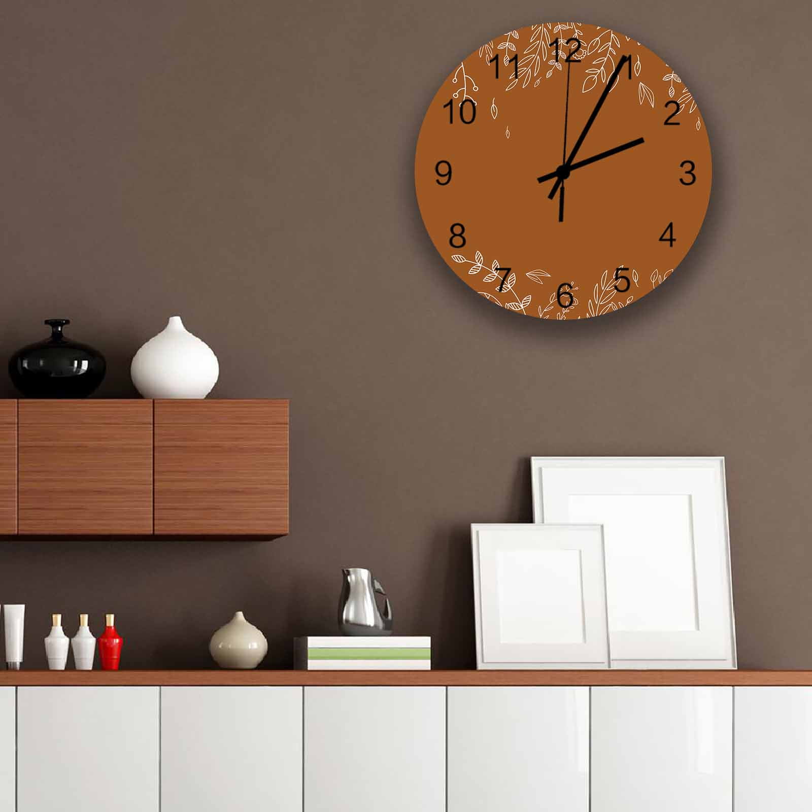 Grid Pattern Autumn Harvest Wall Clock Large Modern Kitch Dinning Round ...