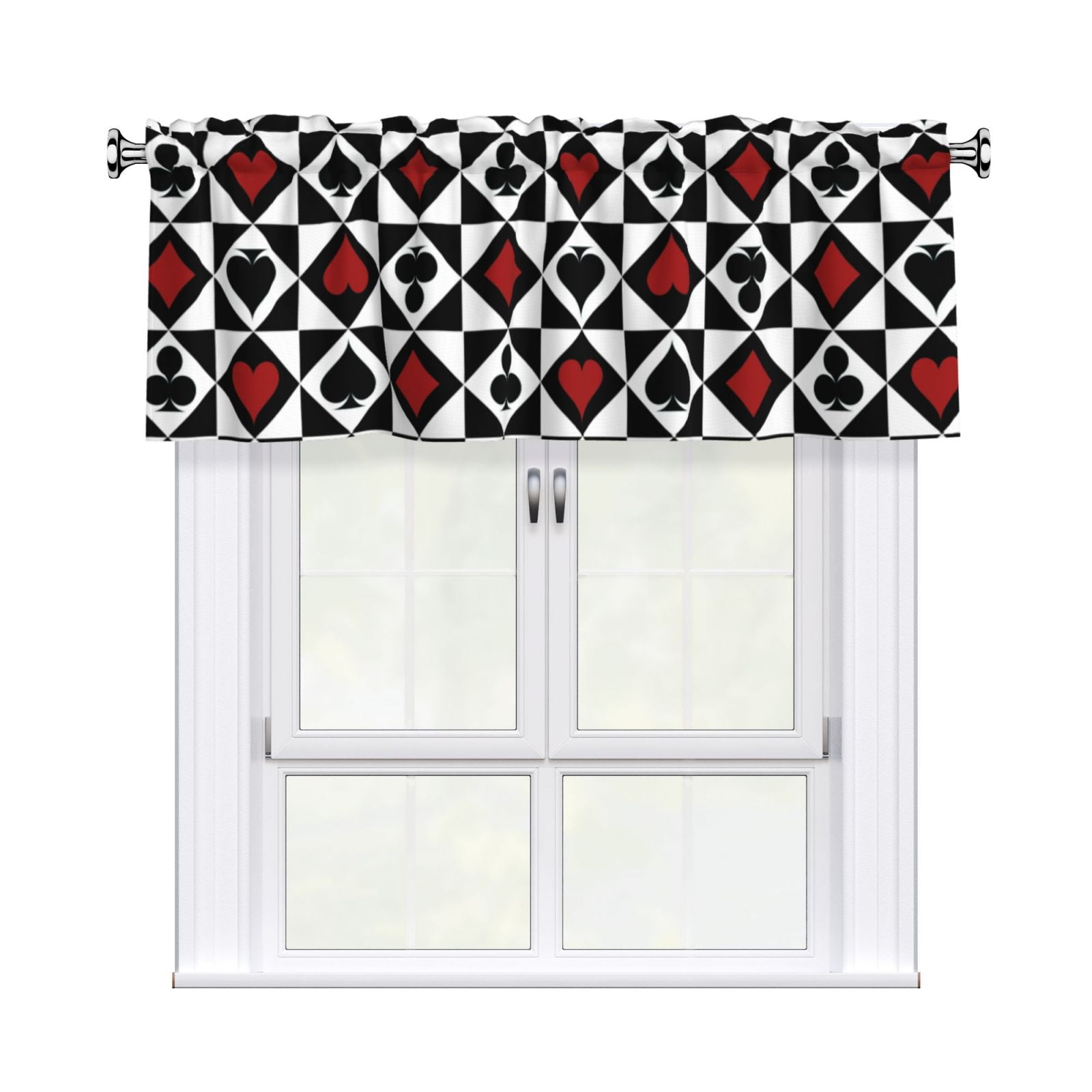 Grid Poker Playing Cards Curtain Valance, Light Filtering Short Rod ...