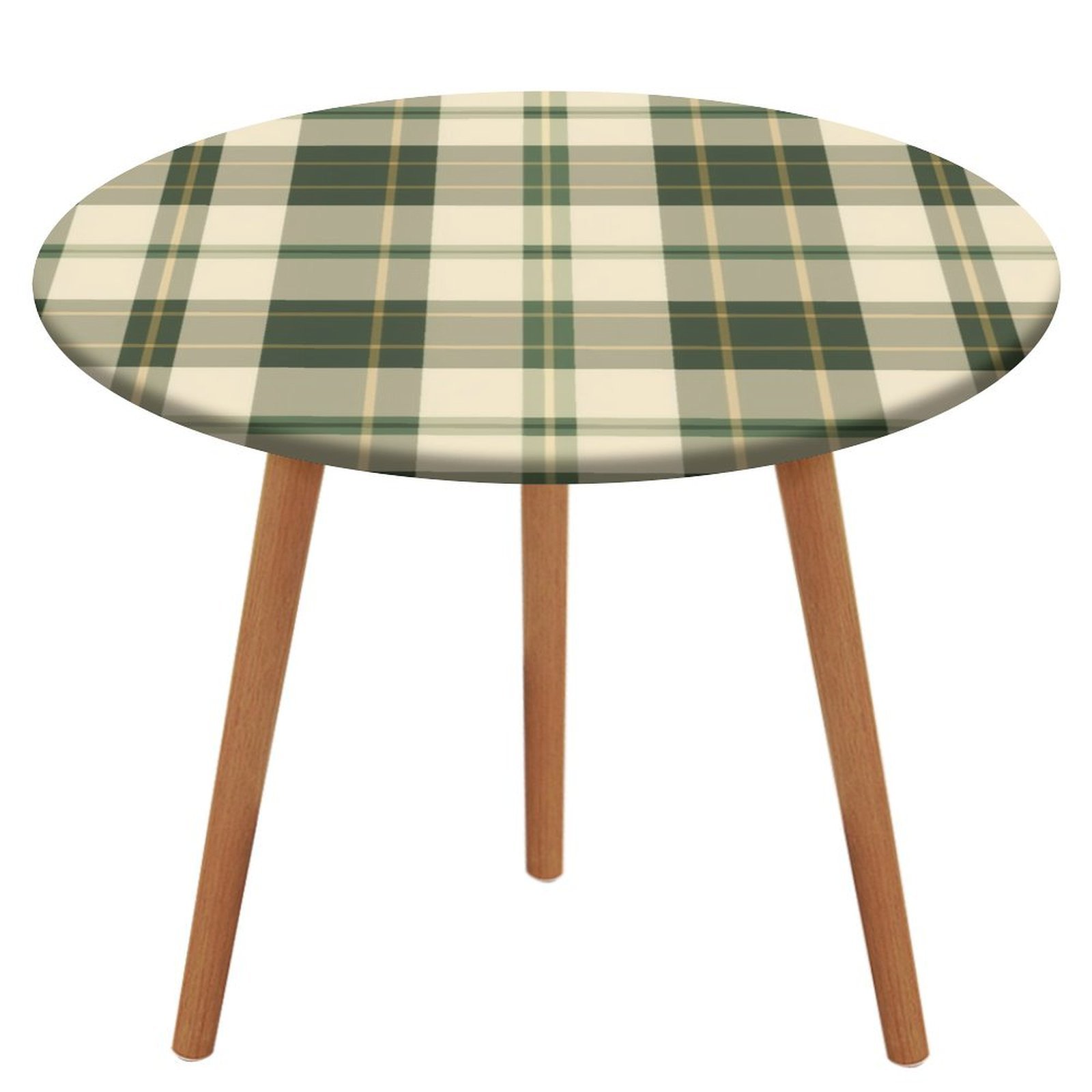 Grid Stripe Pattern Round Tablecloth Waterproof Elastic Table Clothes ...