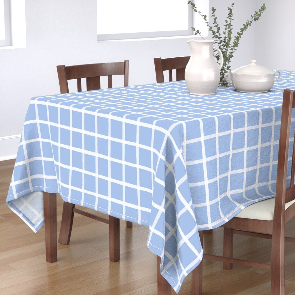 Grid Tablecloth - Soft Blue Squares- Minimal Graphic Lines Traditional ...