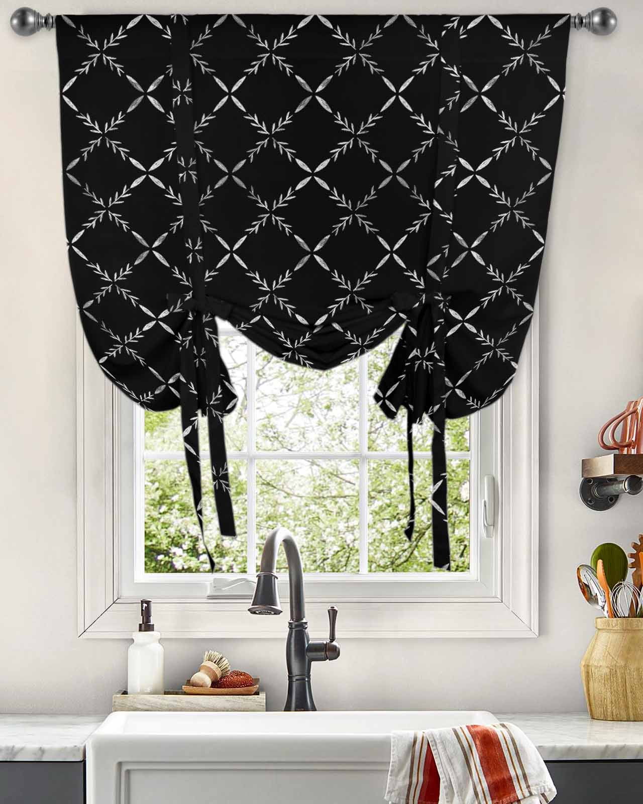 Grid Texture Black And White Window Curtain for Living Room Home r ...