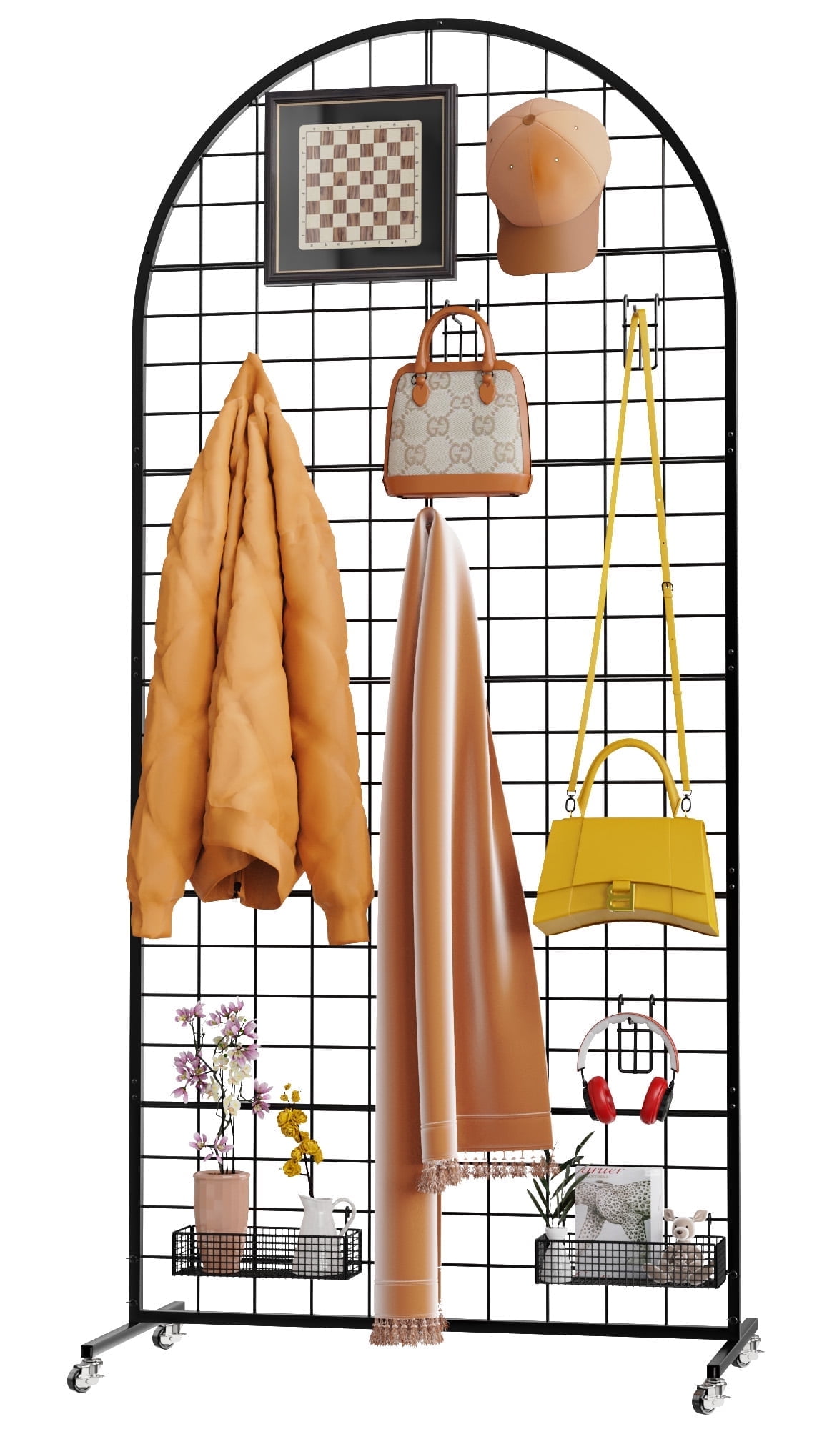 Grid Wall Panel 1PCS Display Stand 2.6' x 5.8' FT Black Gird Wall ...