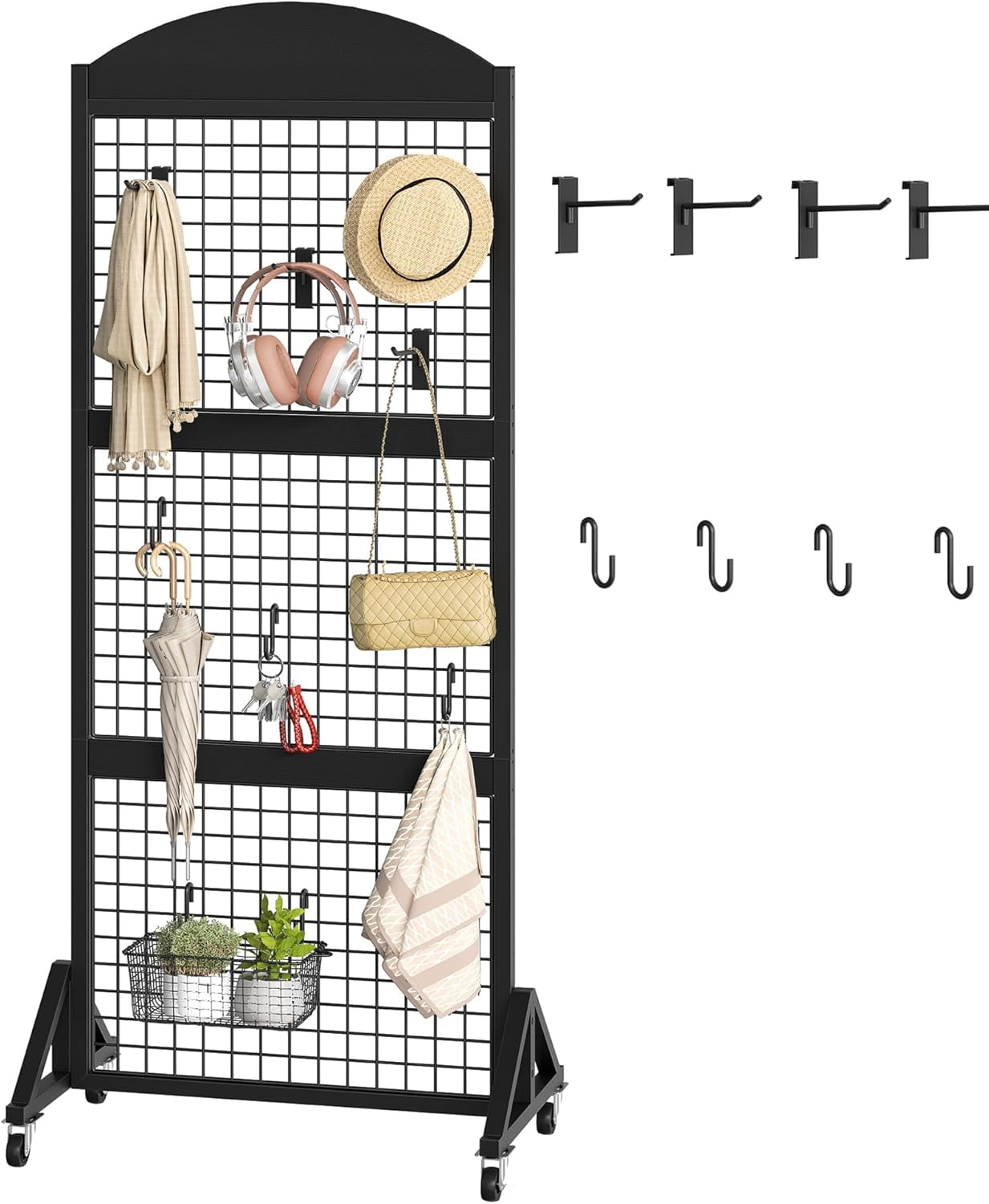 Grid Wall Panel 5.7' x 2' FT Grid Display Rack, Movable Gridwall ...
