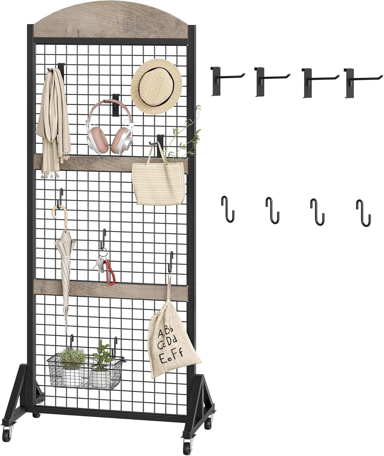Grid Wall Panel 5.7' x 2' FT Grid Display Rack, Movable Gridwall ...