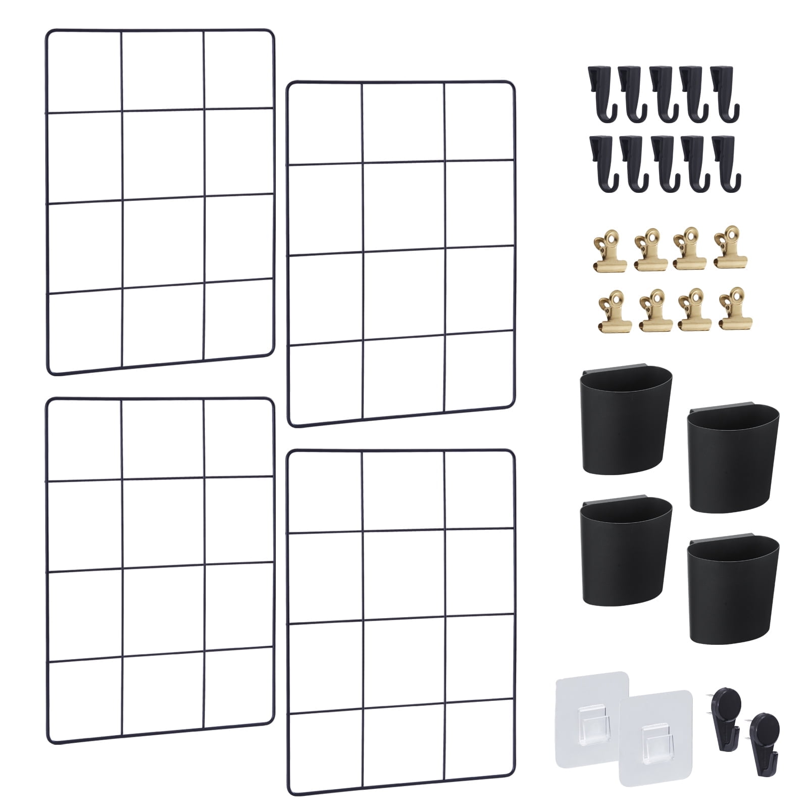 Grid Wall Panels Cups Organizers - 4 Pack Grid Wire Boards with Hanging ...