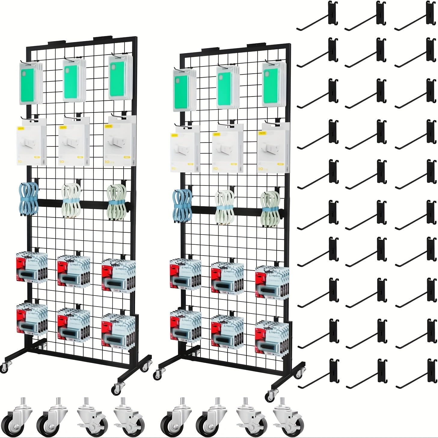 Grid Wall Panels Display Stand - Display Rack with 15 Hooks for Vendor ...