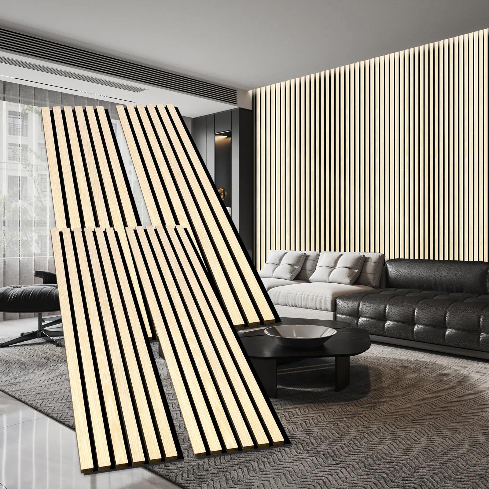 Grid Wood Soundproof Wall Panel 4 Pcs, 47.2 x 12.2 In Eco-friend ...