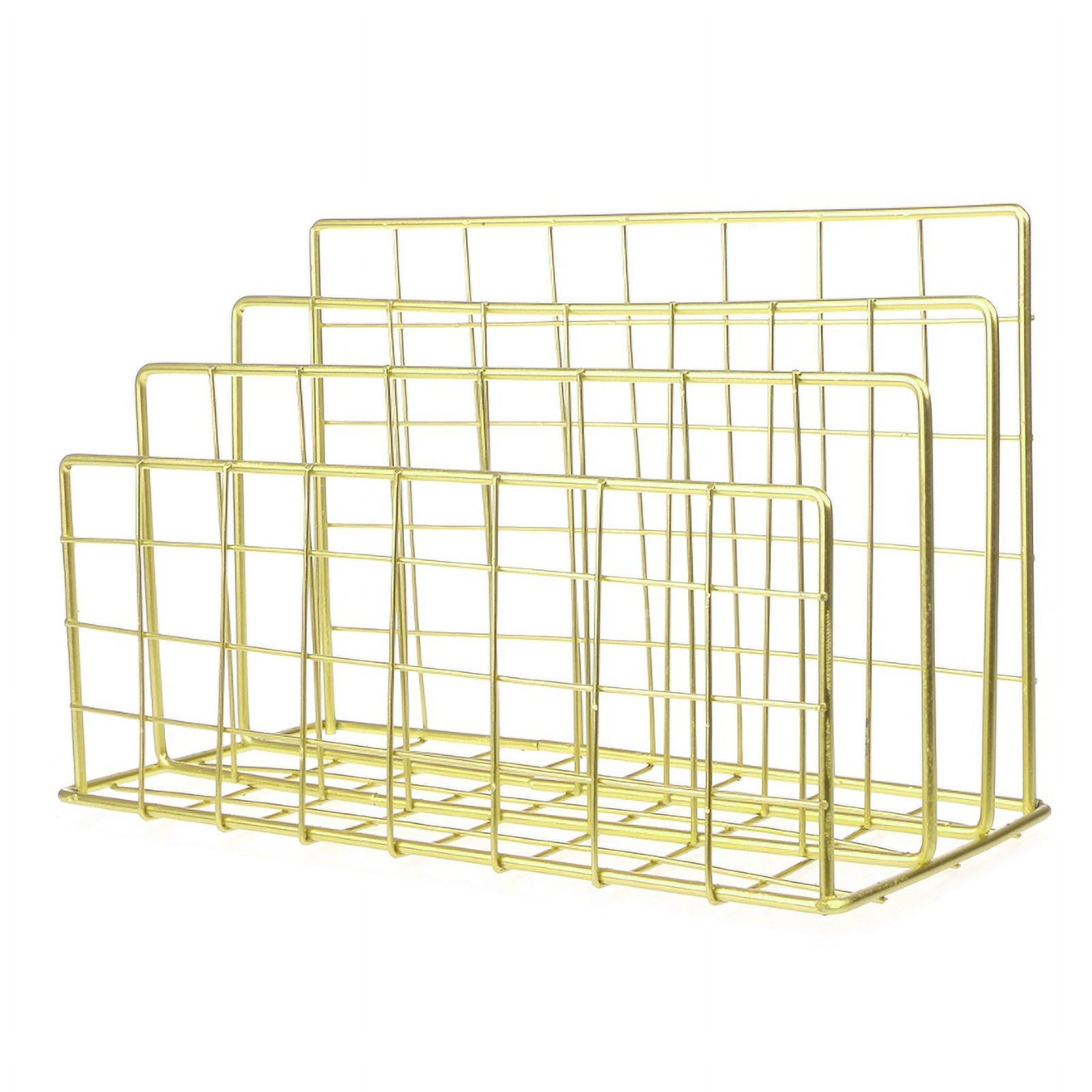 Grid Wrought Iron Desktop Storage Rack Bookshelf Magazine File ...