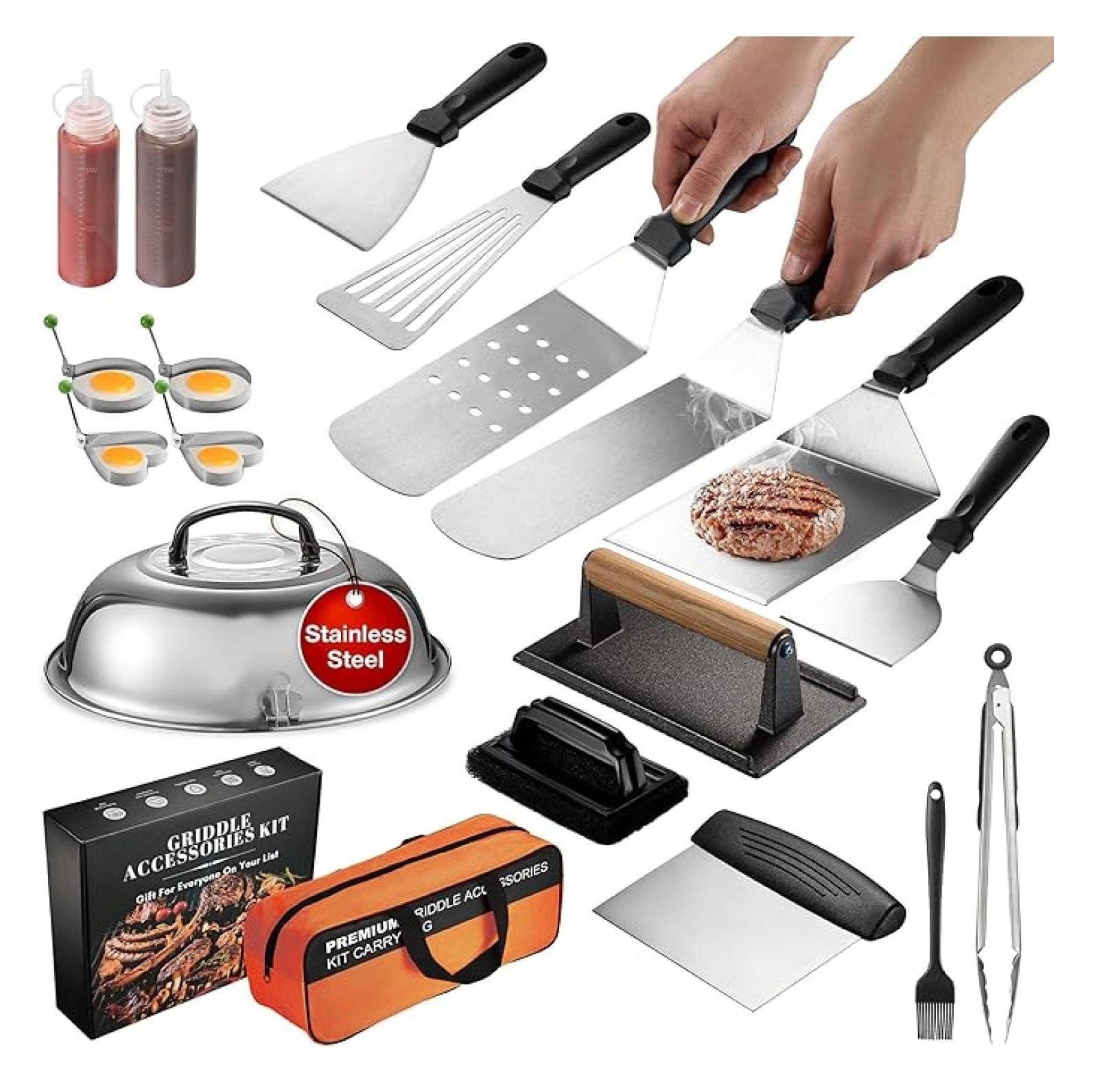 Griddle Accessories Kit, Stainless Steel Flat Top Grill Accessories for ...