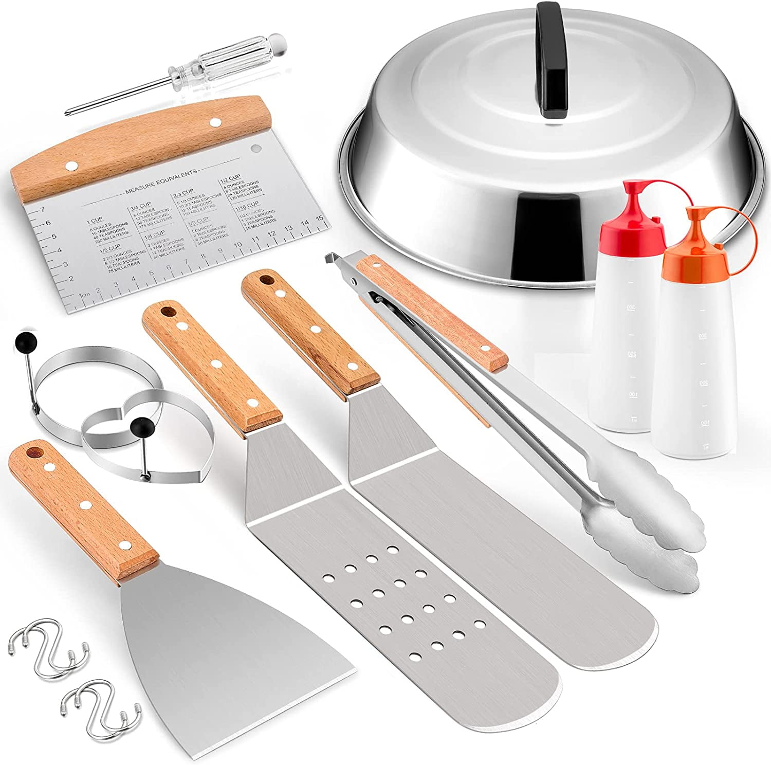 Griddle Accessories Set of 10, HaSteeL Stainless Steel Griddle Tools ...