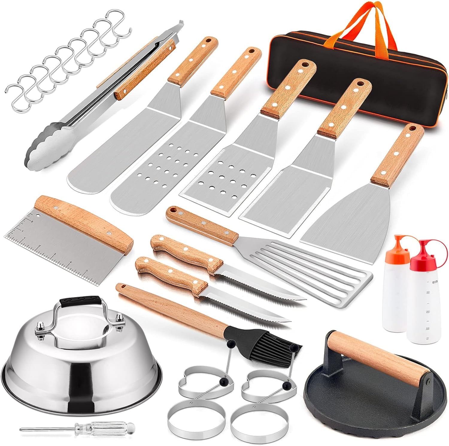 Griddle Accessories Set of 20, Complete Stainless Steel Griddle Spatula ...
