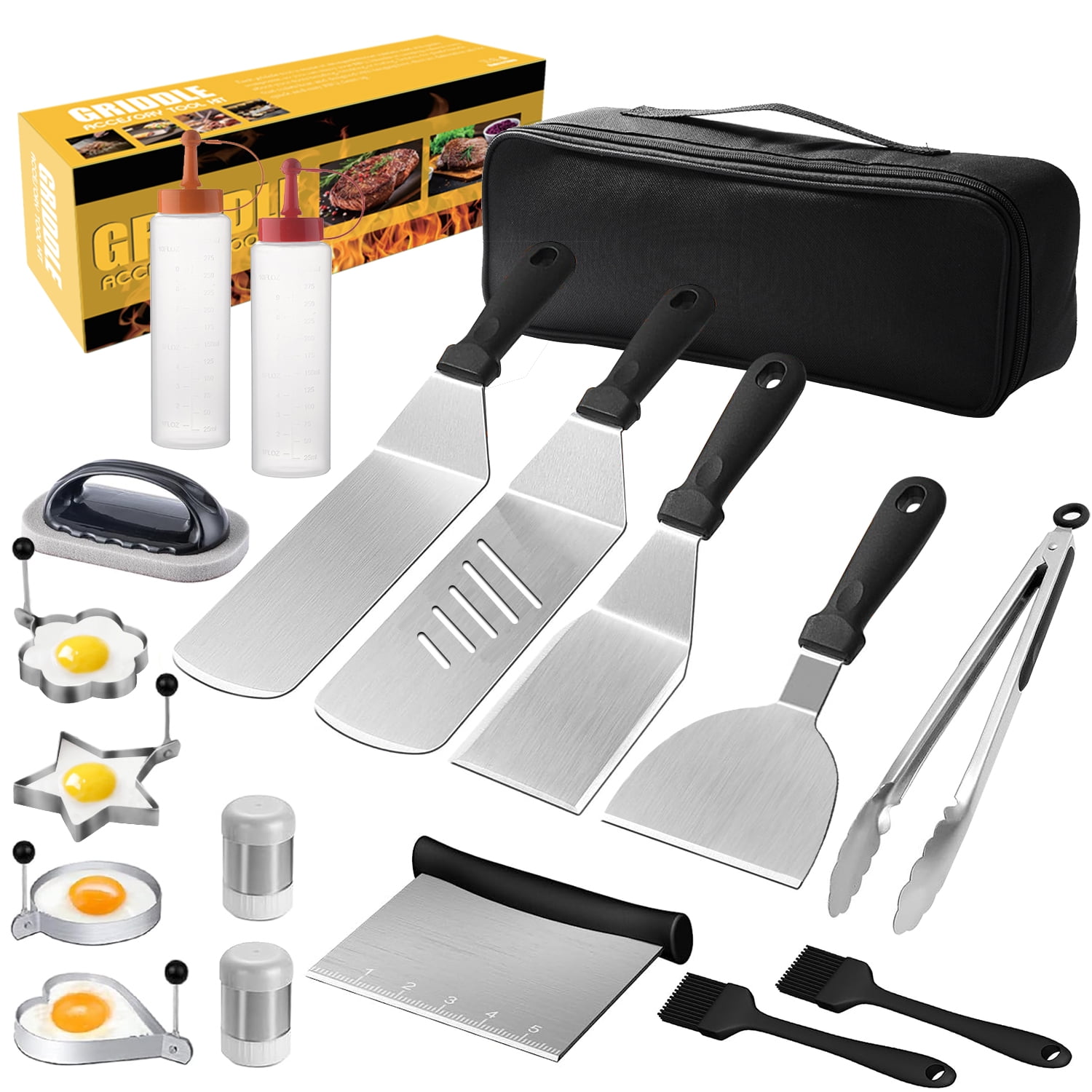 SOWEREAP Griddle Accessories Set, 18PCS Stainless Steel BBQ Grill Tools ...