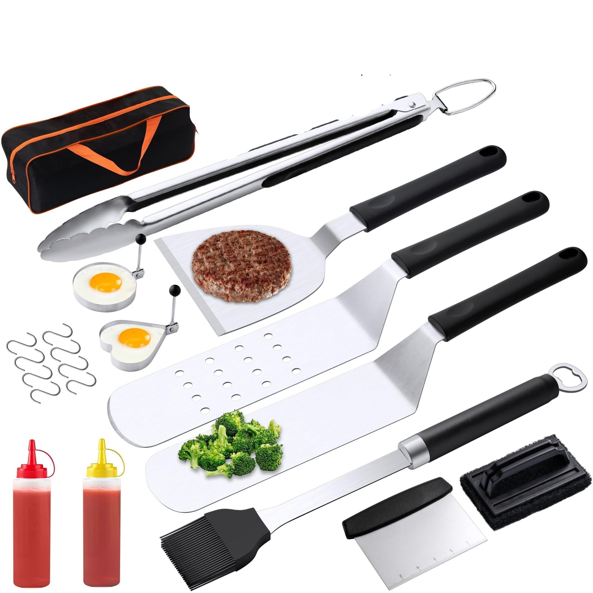 Griddle Accessries Kit,Stainless Steel Metal Spatula Set, Grill BBQ ...