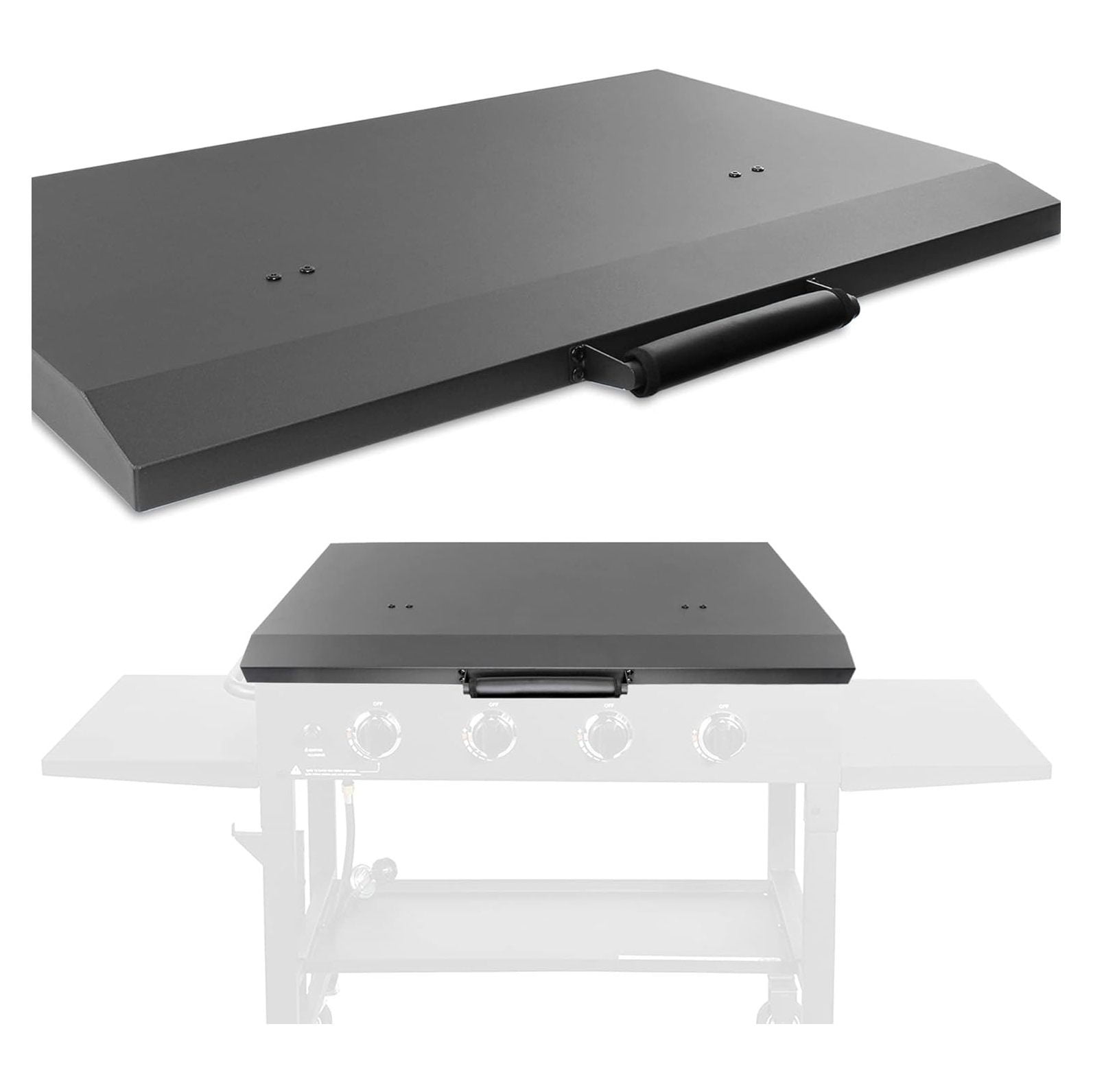Griddle Cover Lid - Powder Coated Black Aluminum Lid Storage Cover for ...