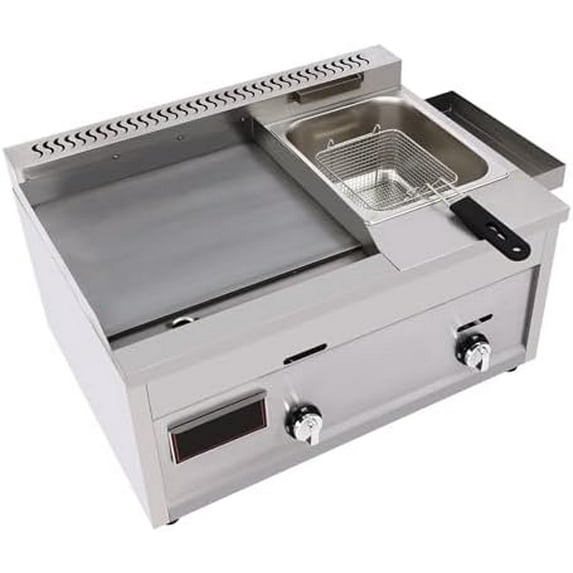 Griddle and Deep Fryer, Double Burner Gas Propane Tabletop Griddle and ...